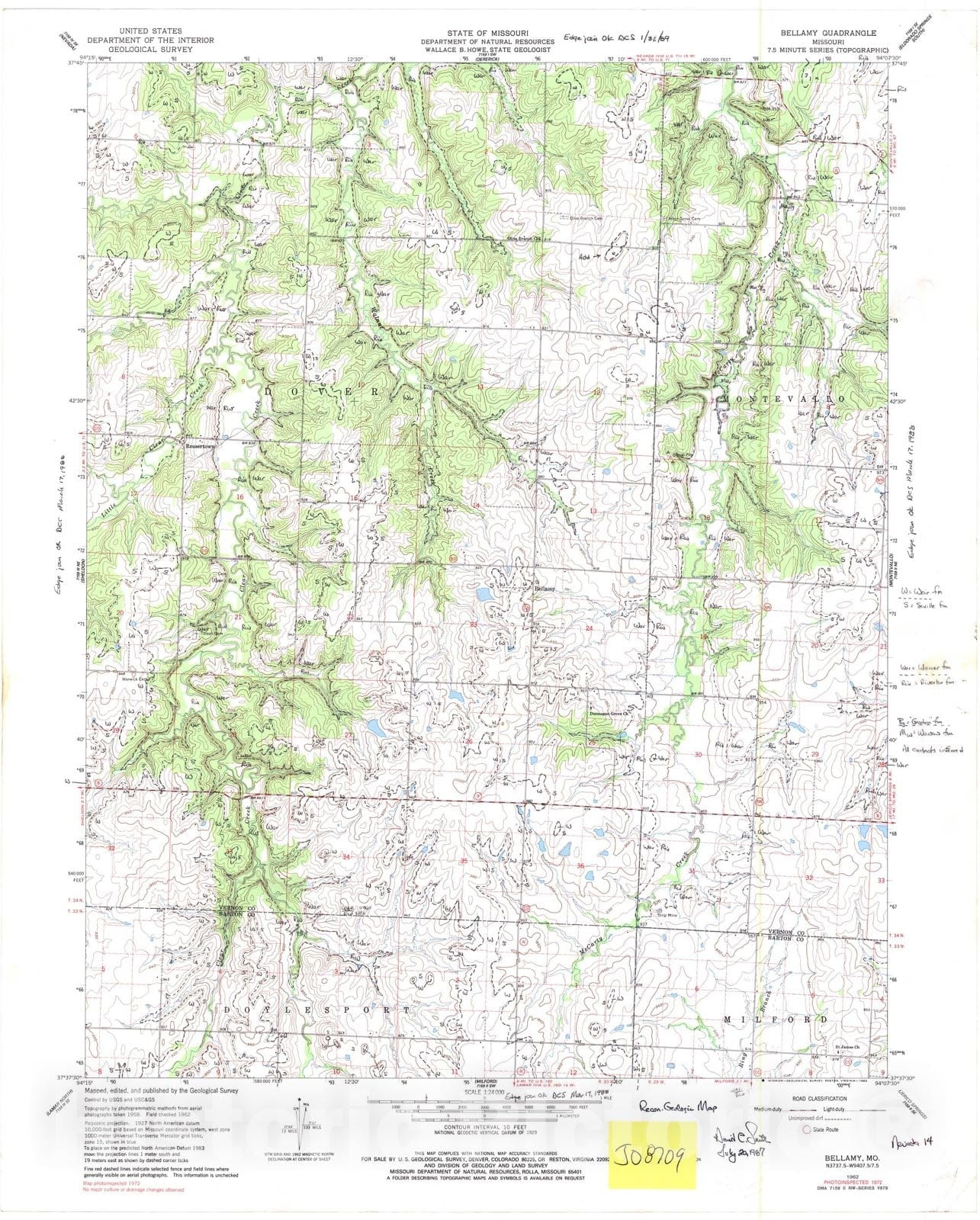 Map : Reconnaissance geologic map of the Bellamy seven 1/2' quadrangle ...