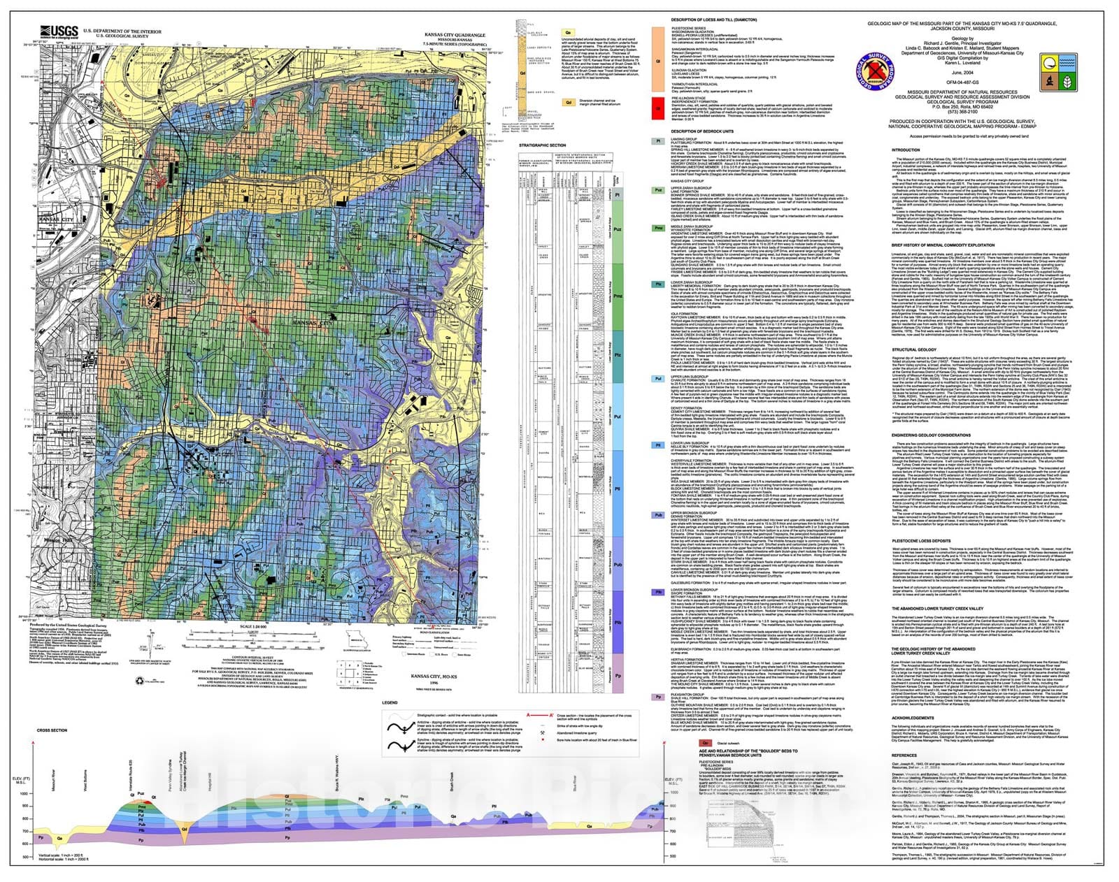 Map : Bedrock geologic map of the Kansas City seven 1/2' quadrangle, M ...