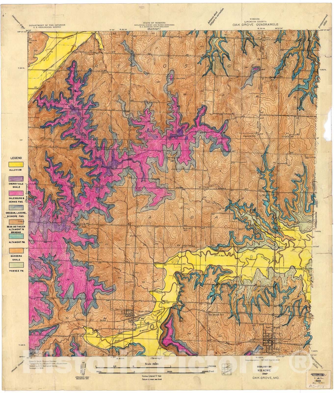 Map : Bedrock geologic map of the Oak Grove seven 1/2' quadrangle, Mis ...