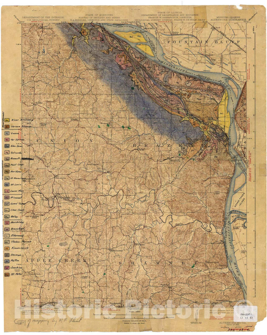 Map : Geologic map of part of the Altenburg 15' quadrangle, Missouri, – Historic Pictoric