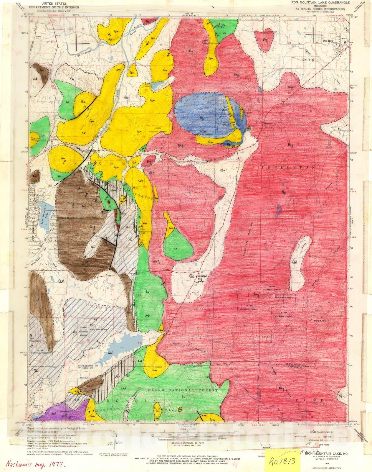 Map : Bedrock geologic map of the Iron Mountain Lake seven 1/2' quadra ...