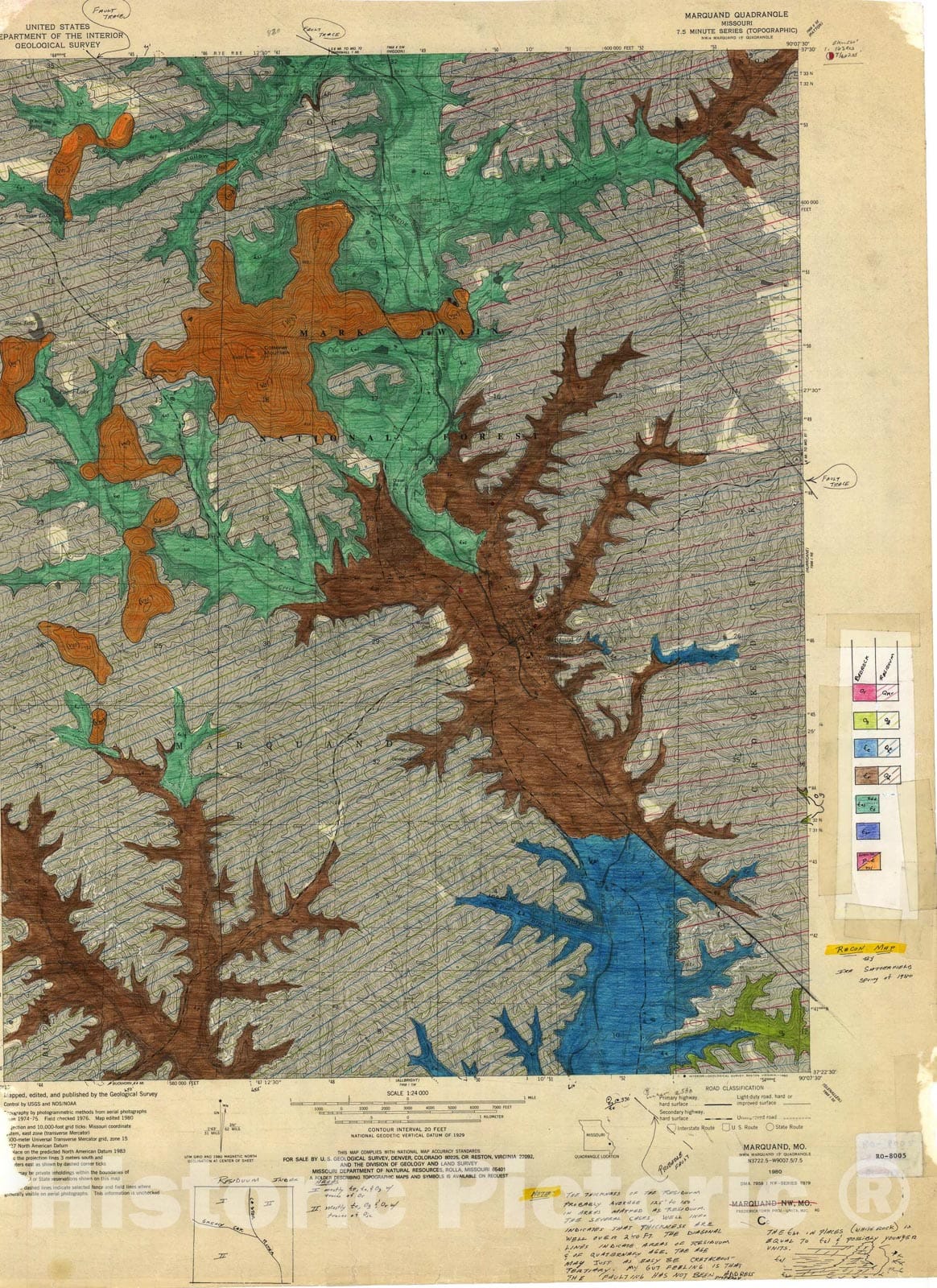 Map : Reconnaissance geologic map of the Marquand seven 1/2' quadrangl ...
