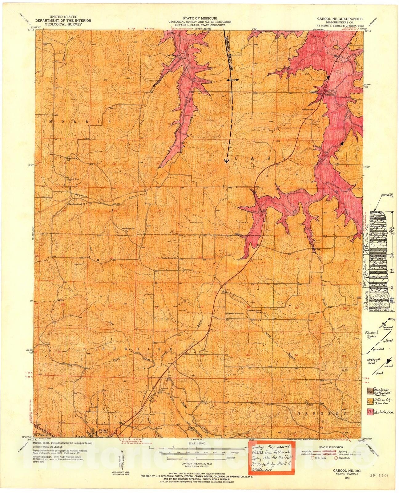 Map : Geologic map of the Cabool NE seven 1/2' quadrangle, Missouri, 1 ...