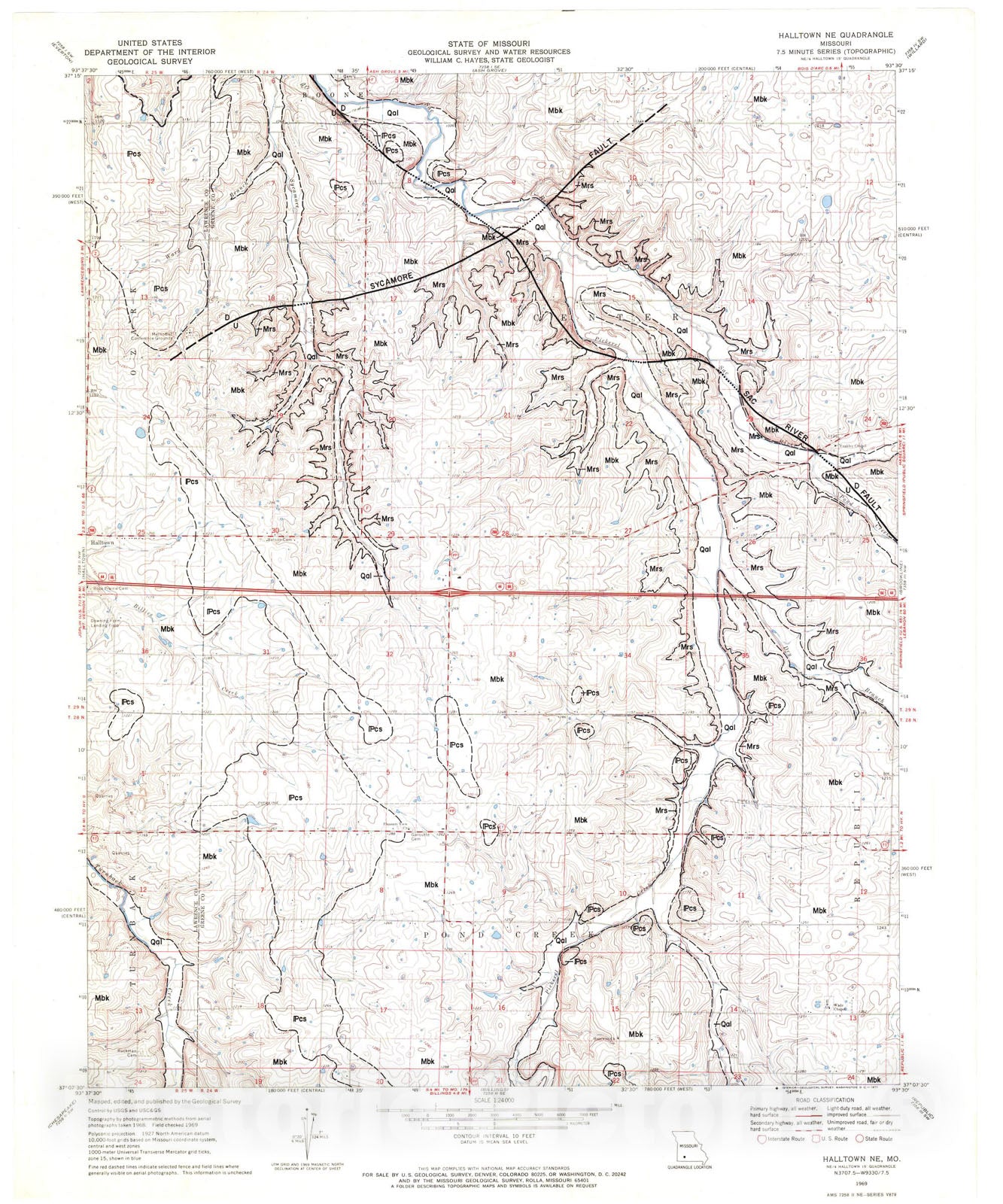 Map : Geologic map of the Halltown NE seven 1/2' quadrangle, Missouri ...