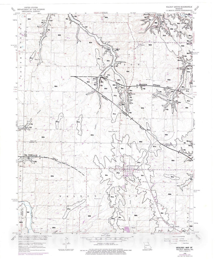 Map : Geologic map of the Walnut Grove seven 1/2' quadrangle, Missouri ...