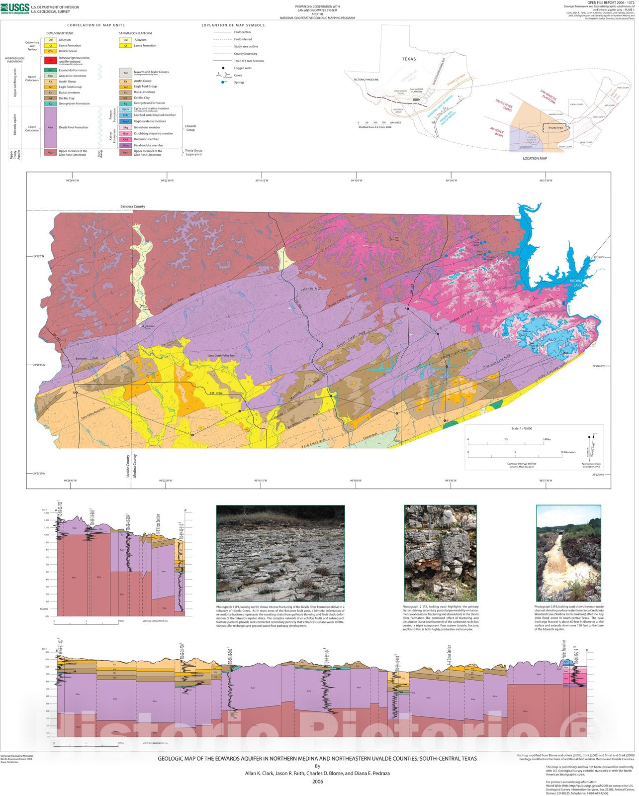 Map : Geologic map of the Edwards aquifer in northern Medina and north ...