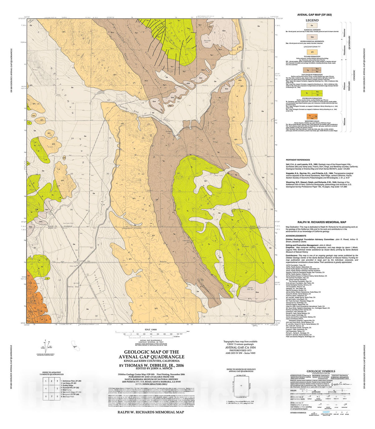 Map : Geologic map of the Avenal Gap quadrangle, Kings and Kern Counti ...