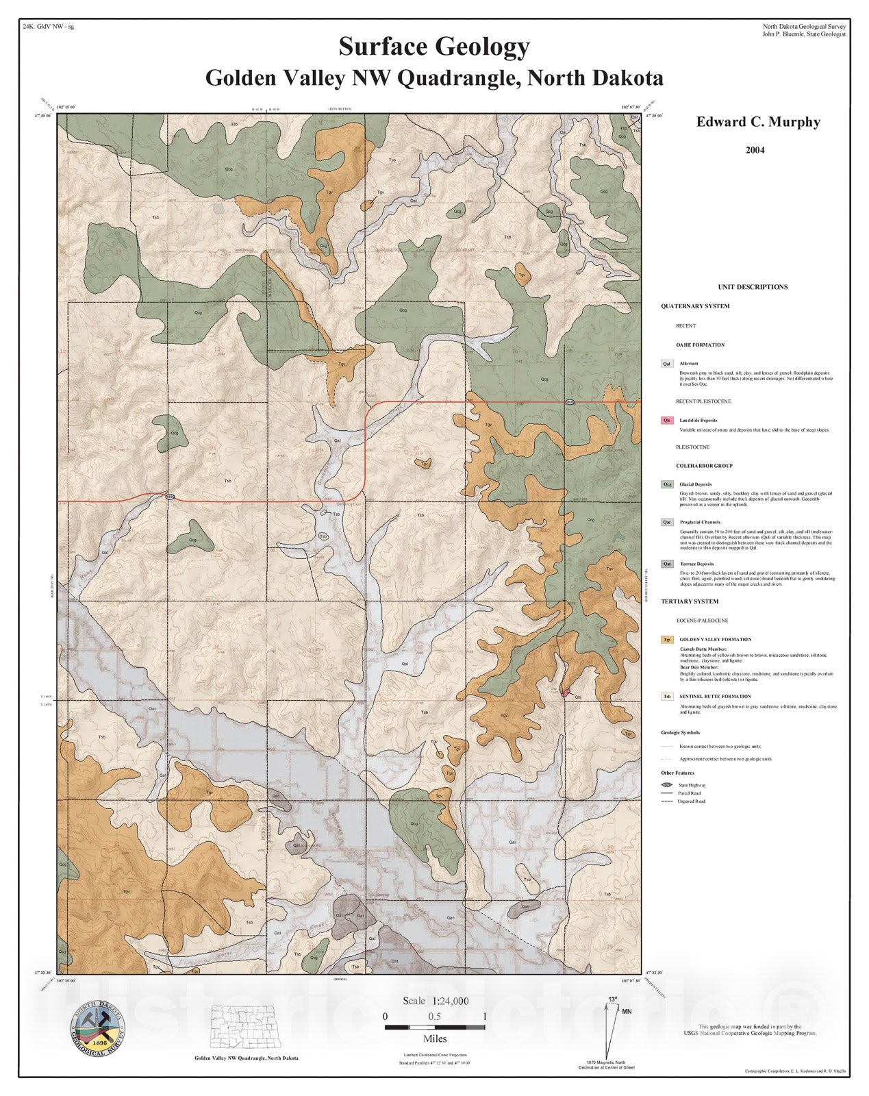 Map : Surface geology, Golden Valley NW quadrangle, North Dakota, 2004 ...