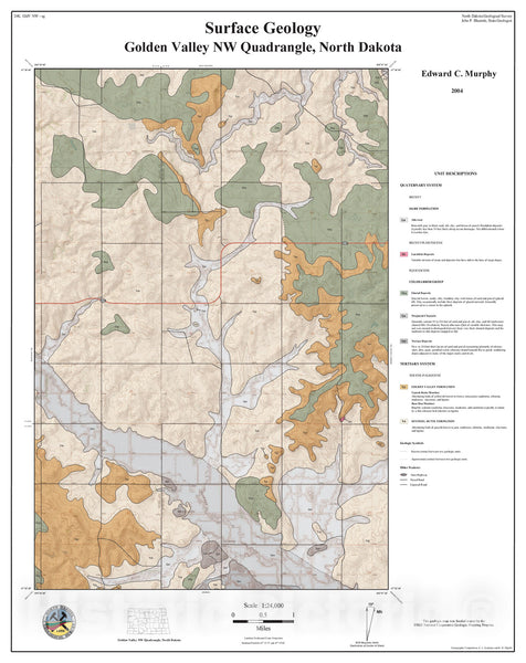 Map : Surface geology, Golden Valley NW quadrangle, North Dakota, 2004 ...