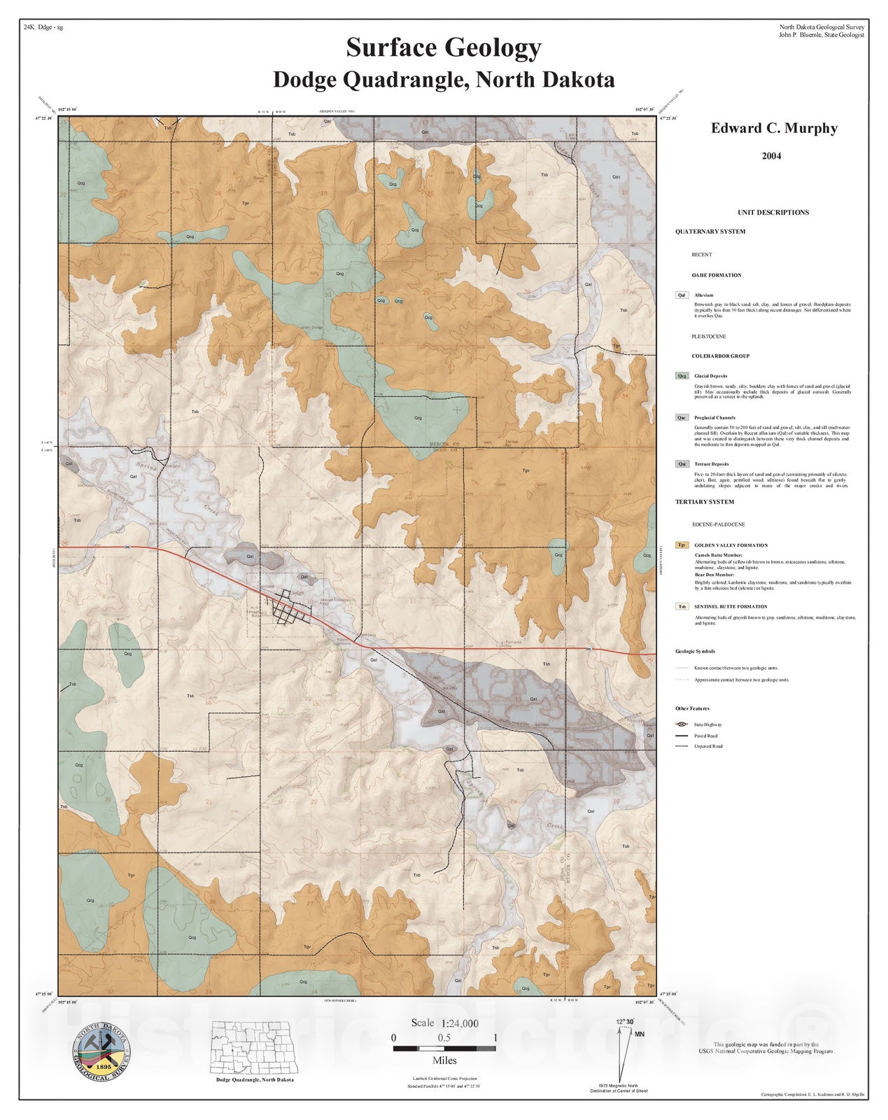Map : Surface Geology, Dodge quadrangle, North Dakota, 2004 Cartograph ...