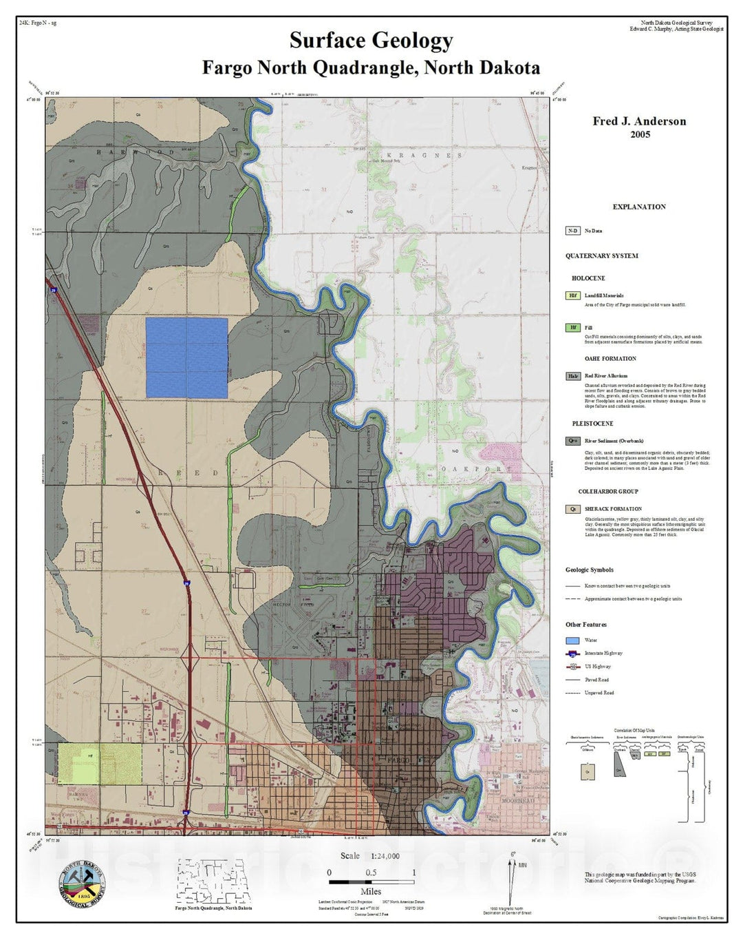 Map : Surface geology - Fargo North quadrangle, North Dakota, 2005 Car ...