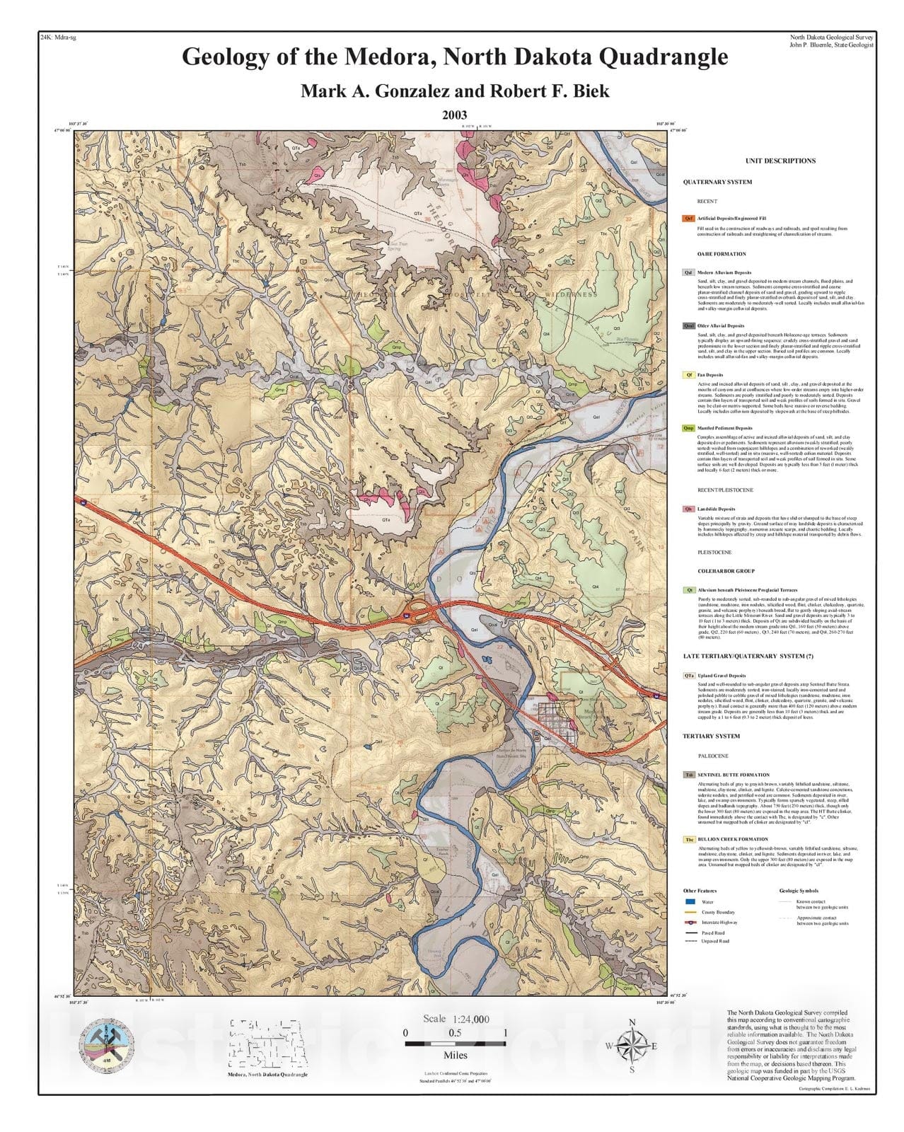 Map : Surface geology - Medora quadrangle, North Dakota, 2003 Cartogra ...
