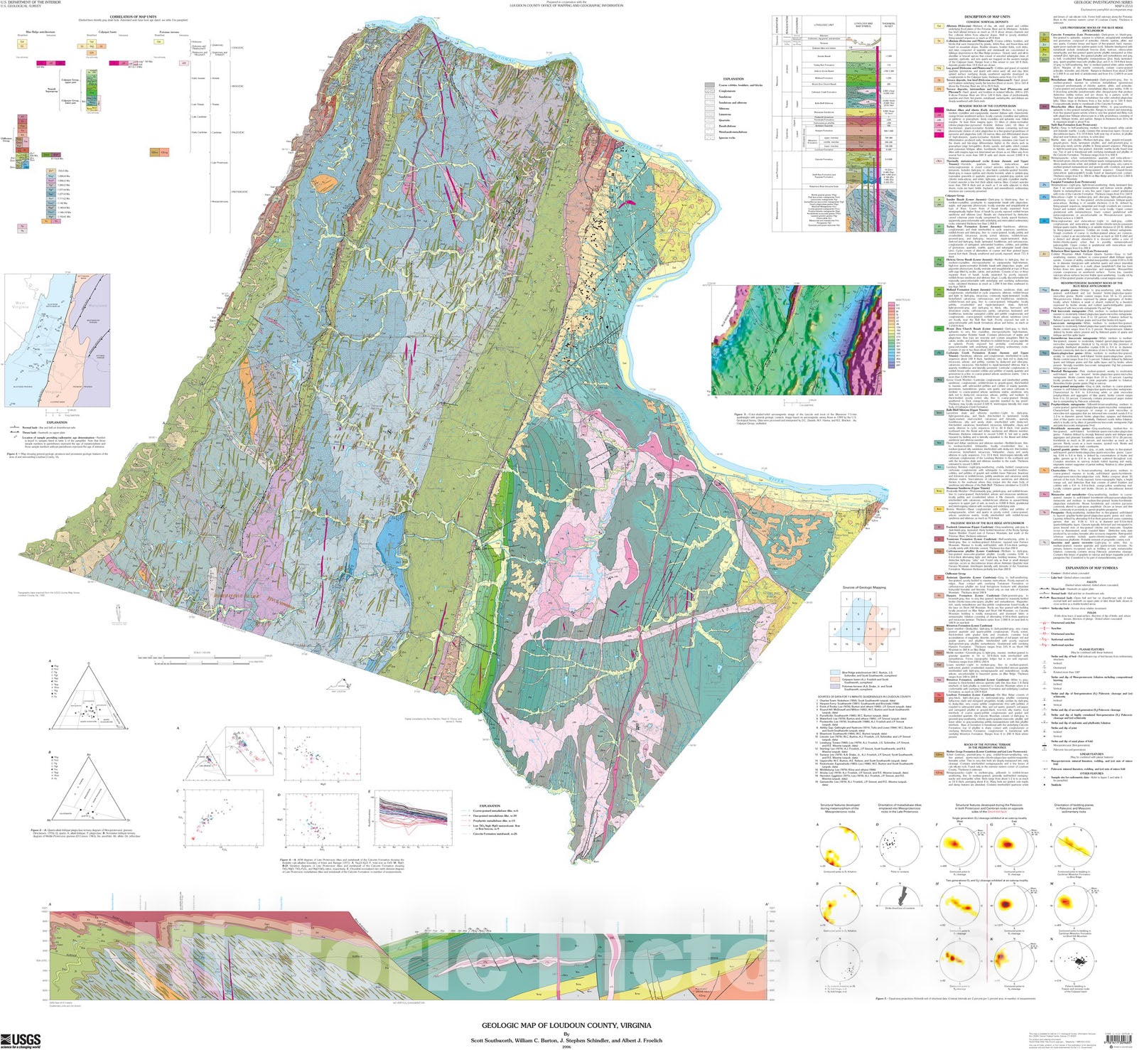 Map : Geologic map of Loudoun County, Virginia, 2007 Cartography Wall ...