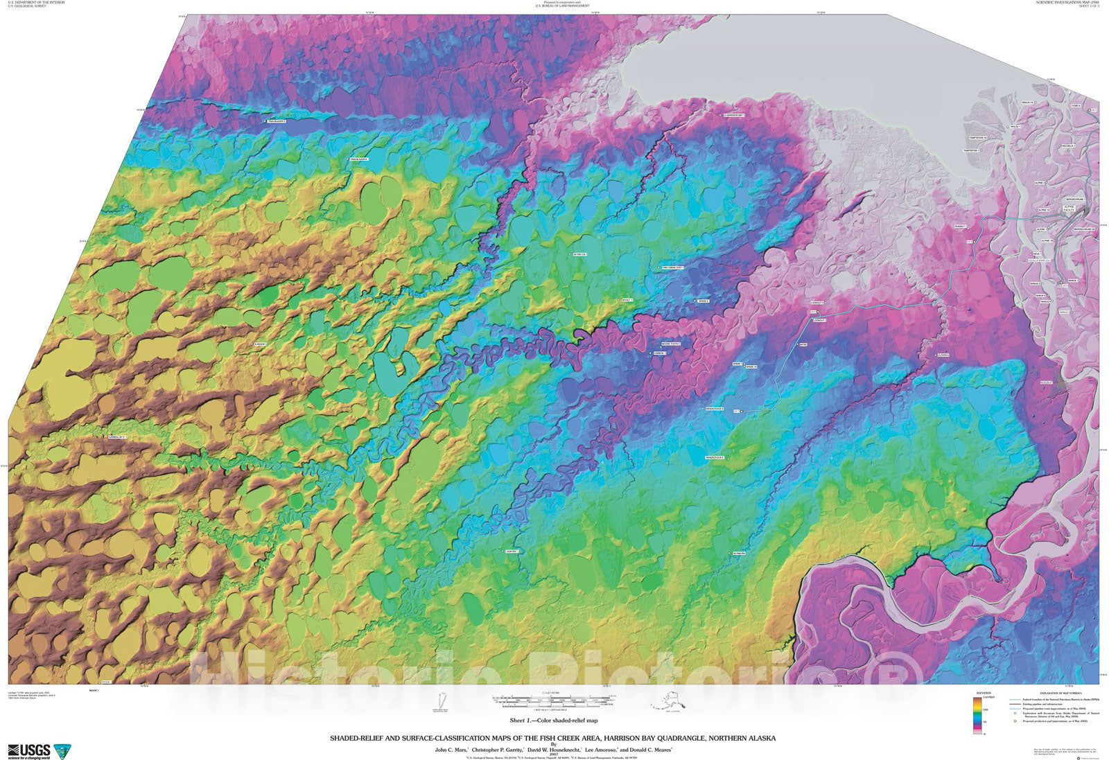 Map : Color shaded-relief and surface-classification maps of the Fish ...