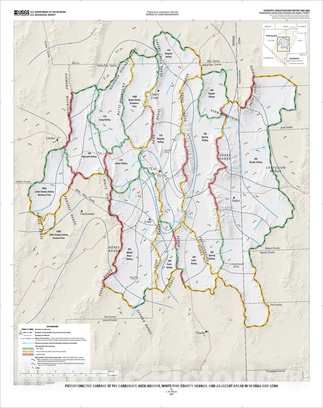 Map : Water-level surface maps of the carbonate-rock and basin-fill aq ...