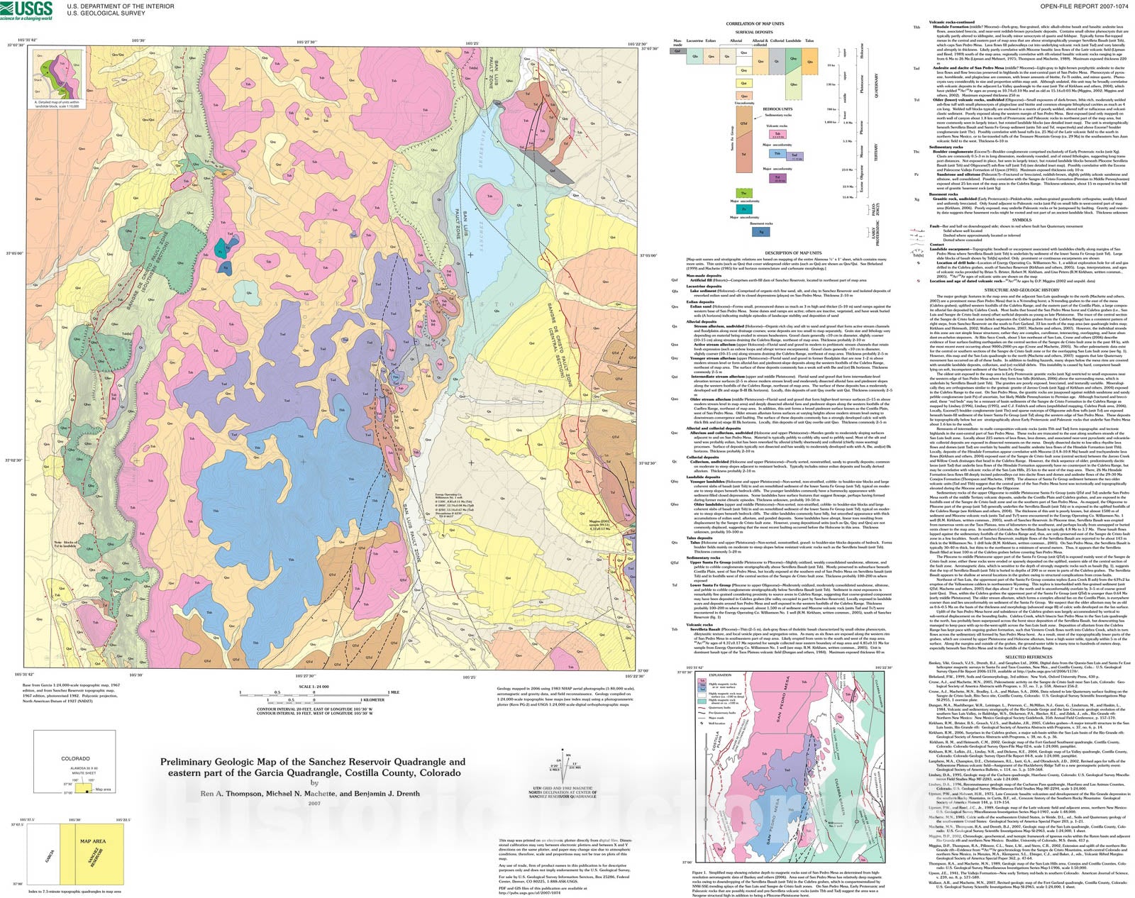 Map : Preliminary geologic map of the Sanchez Reservoir quadrangle and ...