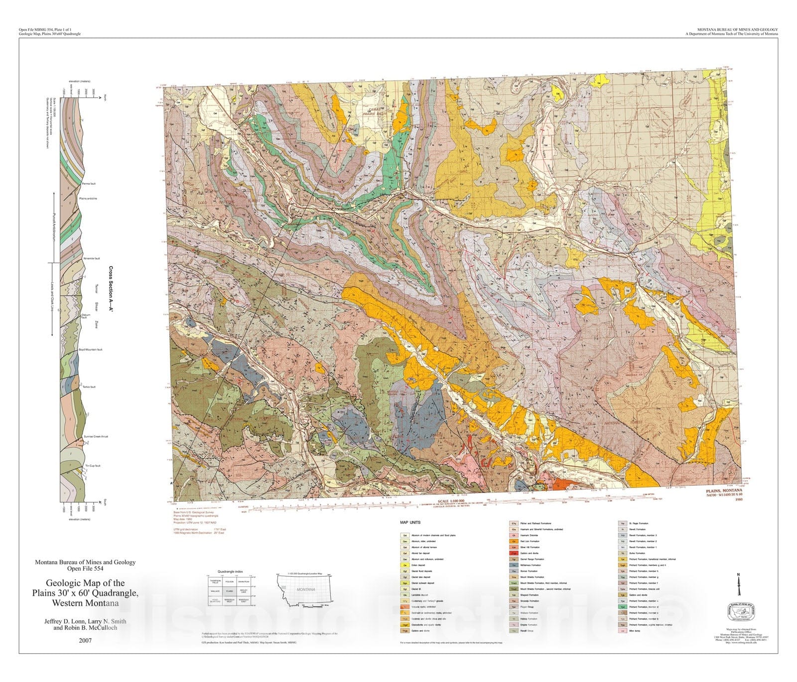 Map : Geologic map of the Plains 30' x 60' quadrangle, western Montana ...