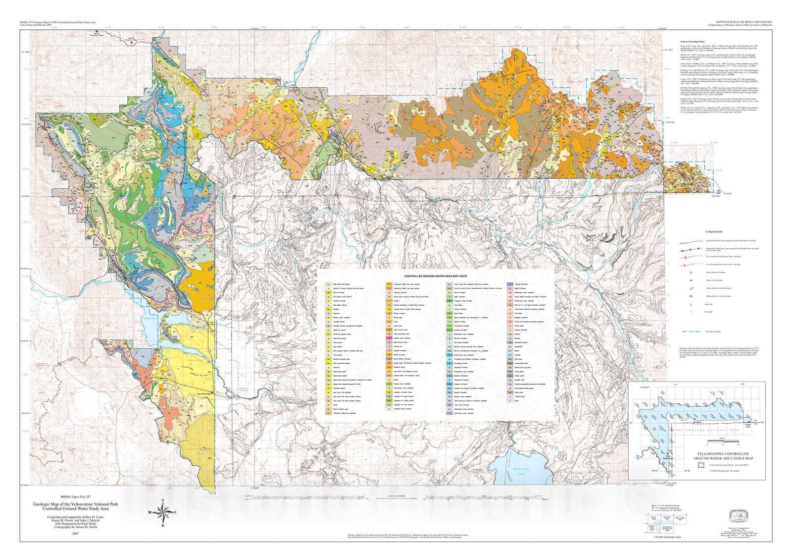 Map : Geologic map of the Yellowstone National Park controlled ground ...
