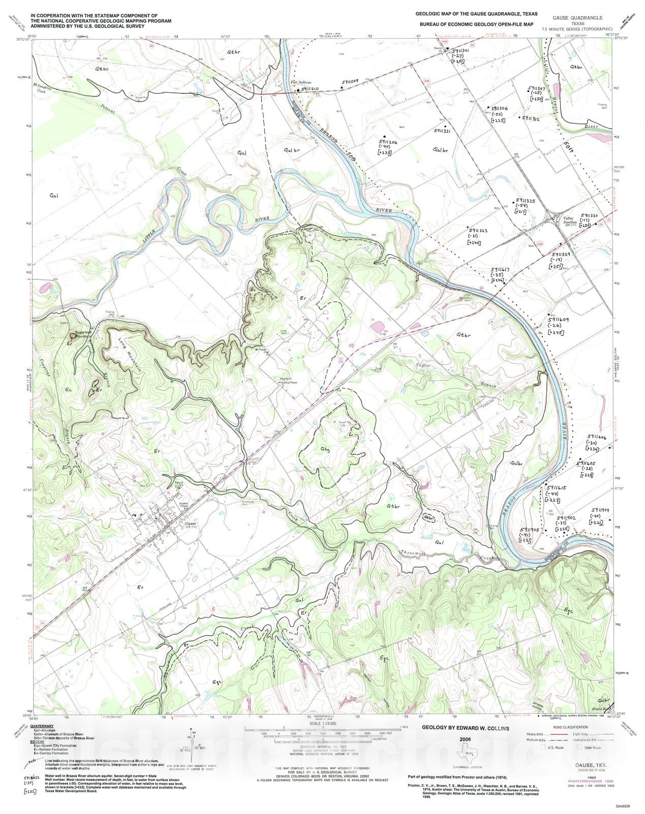 Map : Geologic map of the Gause quadrangle, Texas, 2006 Cartography Wa ...