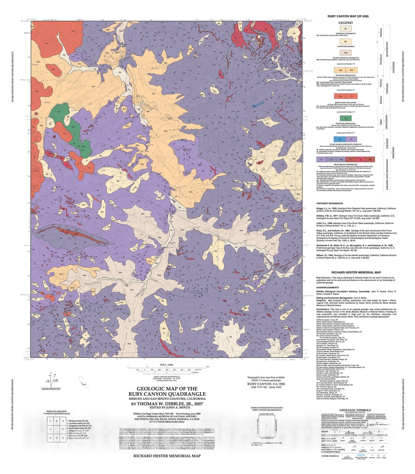 Map : Geologic map of the Ruby Canyon quadrangle, Merced and San Benit ...