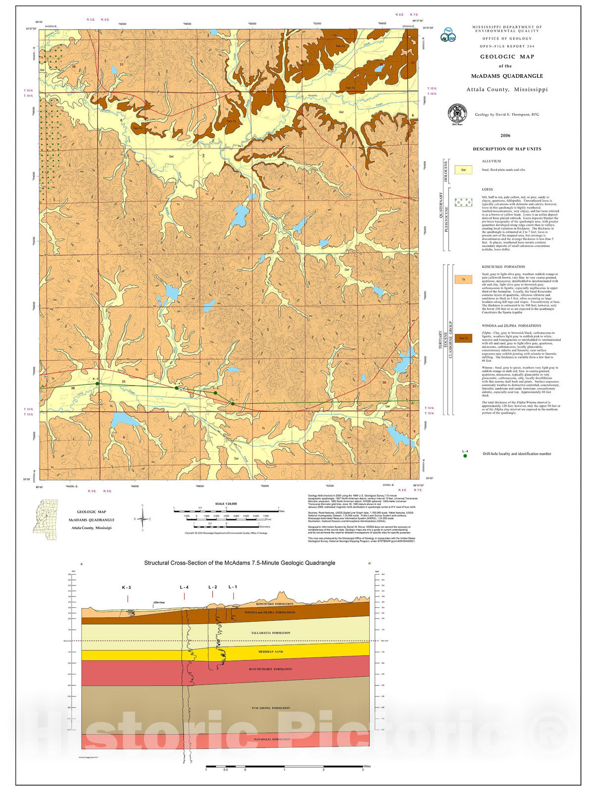 Map : Geologic map of the McAdams quadrangle, Attala County, Mississip ...