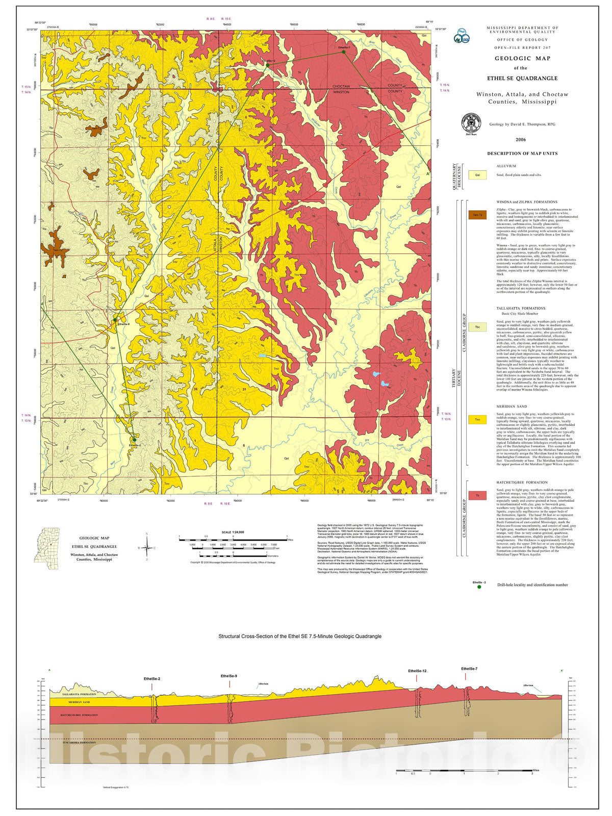 Map : Geologic map of the Ethel SE quadrangle, Winston, Attala, and Ch ...