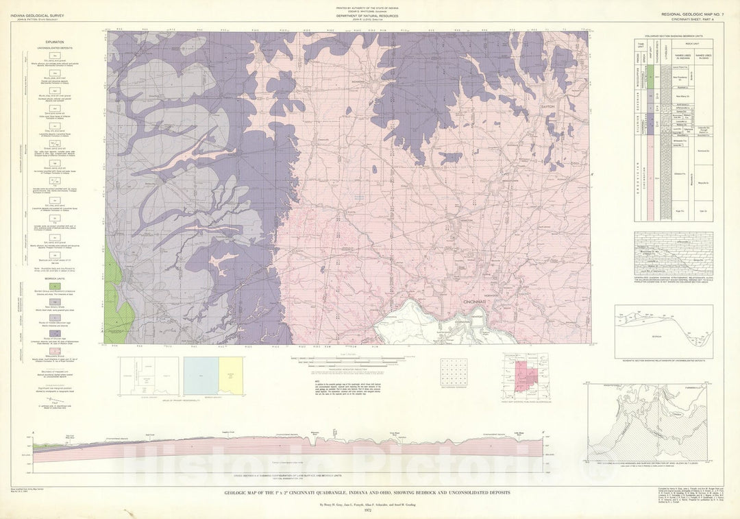 Map : Geologic map of the one degree x two degree Cincinnati quadrangl ...