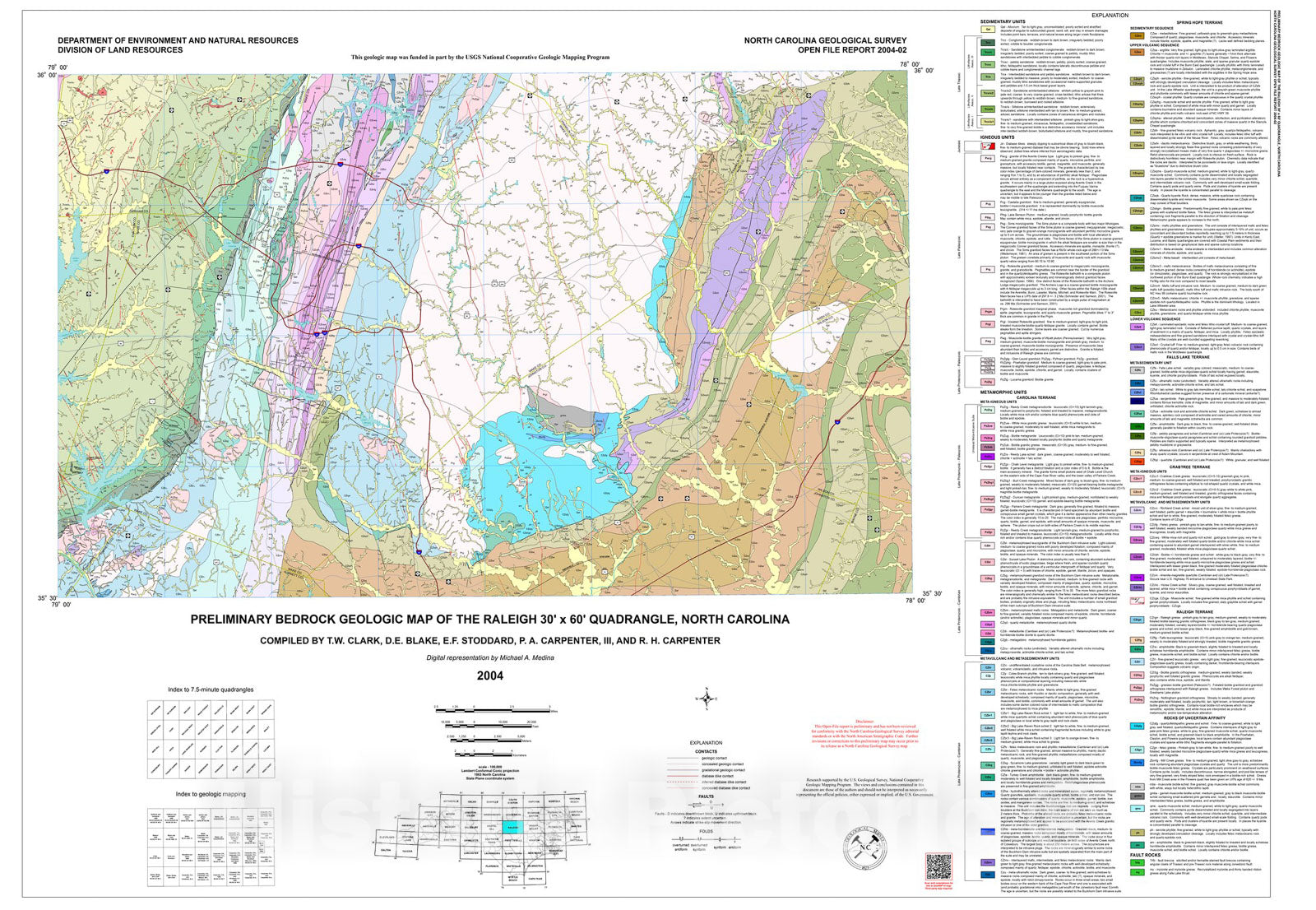 Map : Preliminary bedrock geologic map of the Raleigh 30' x 60' quadra ...