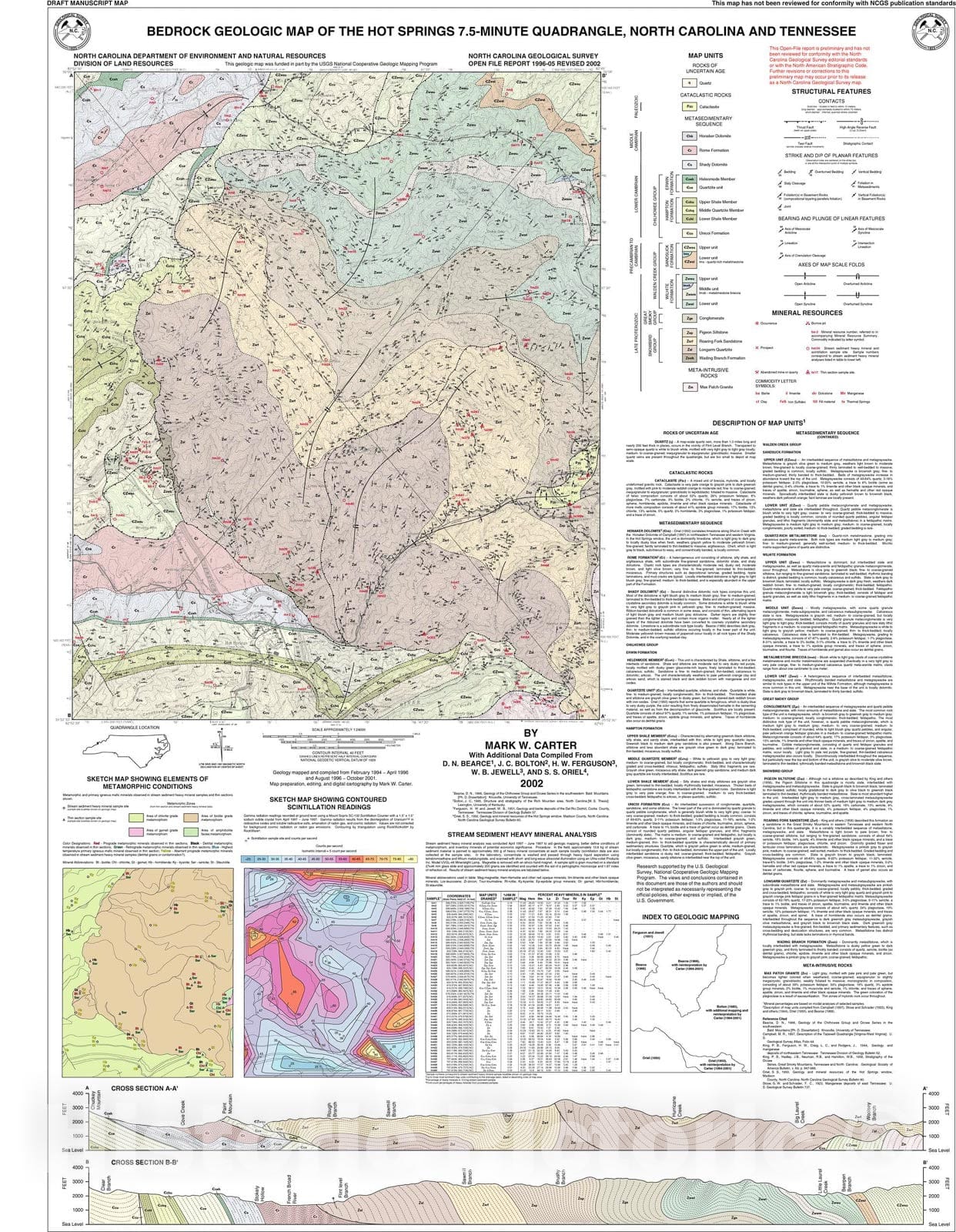Map : Bedrock Geologic Map of the Hot Springs 7.5-Minute Quadrangle, N ...