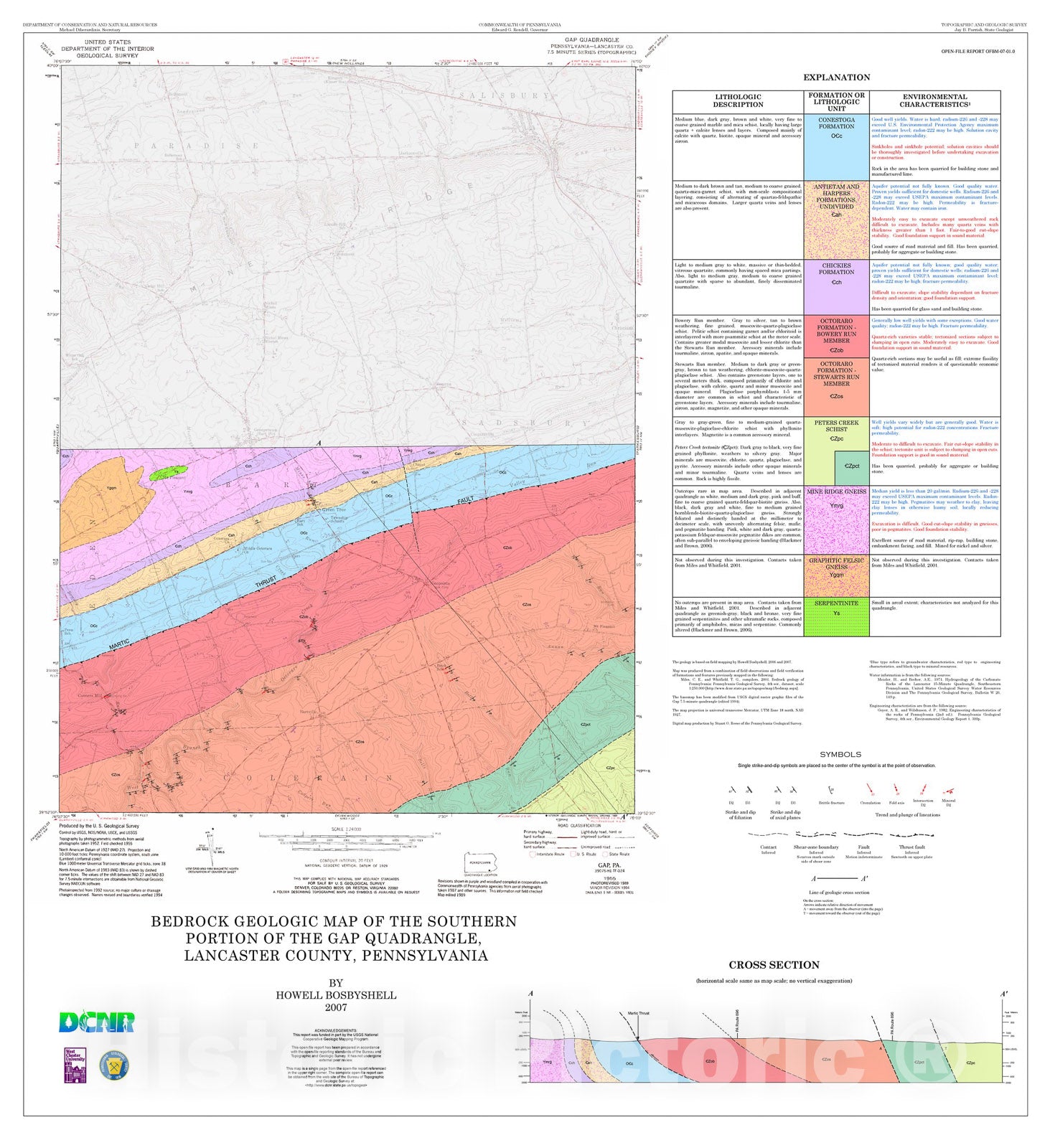 Map : Bedrock geologic map of the southern portion of the Gap quadrang ...