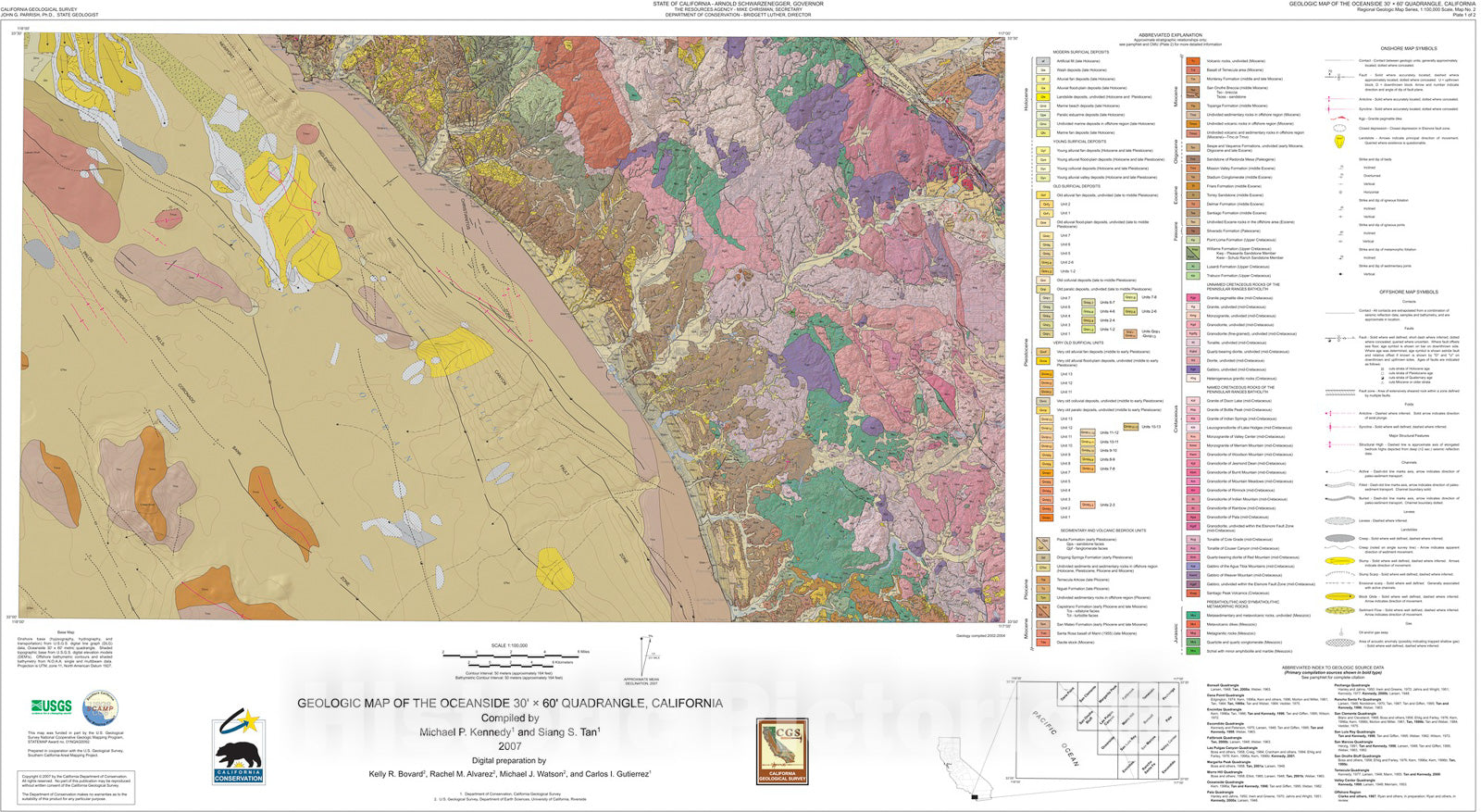 Map : Geologic map of the Oceanside 30x60-minute quadrangle, Californi ...