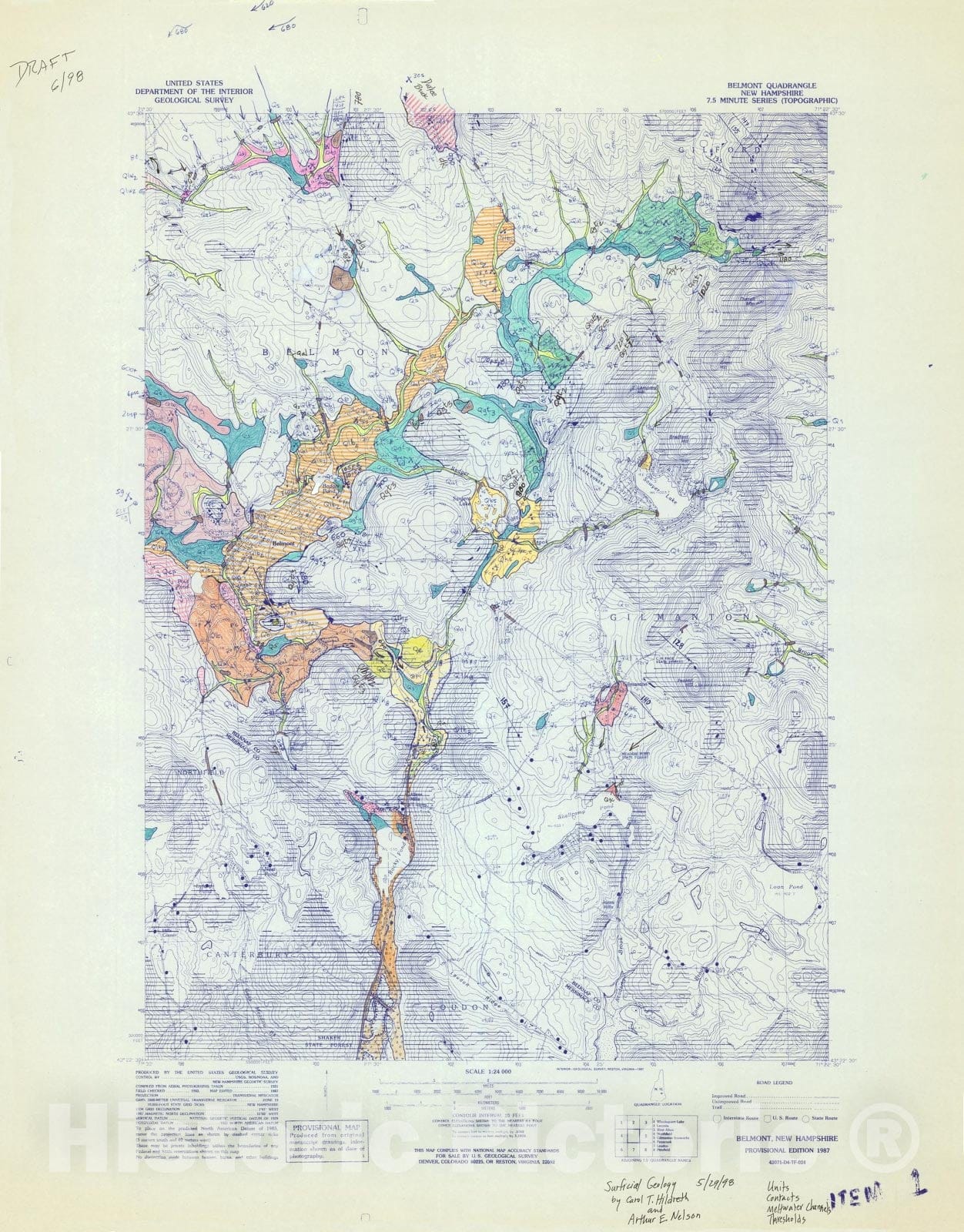 Map : Surficial geologic map of the Belmont quadrangle, Merrimack and ...