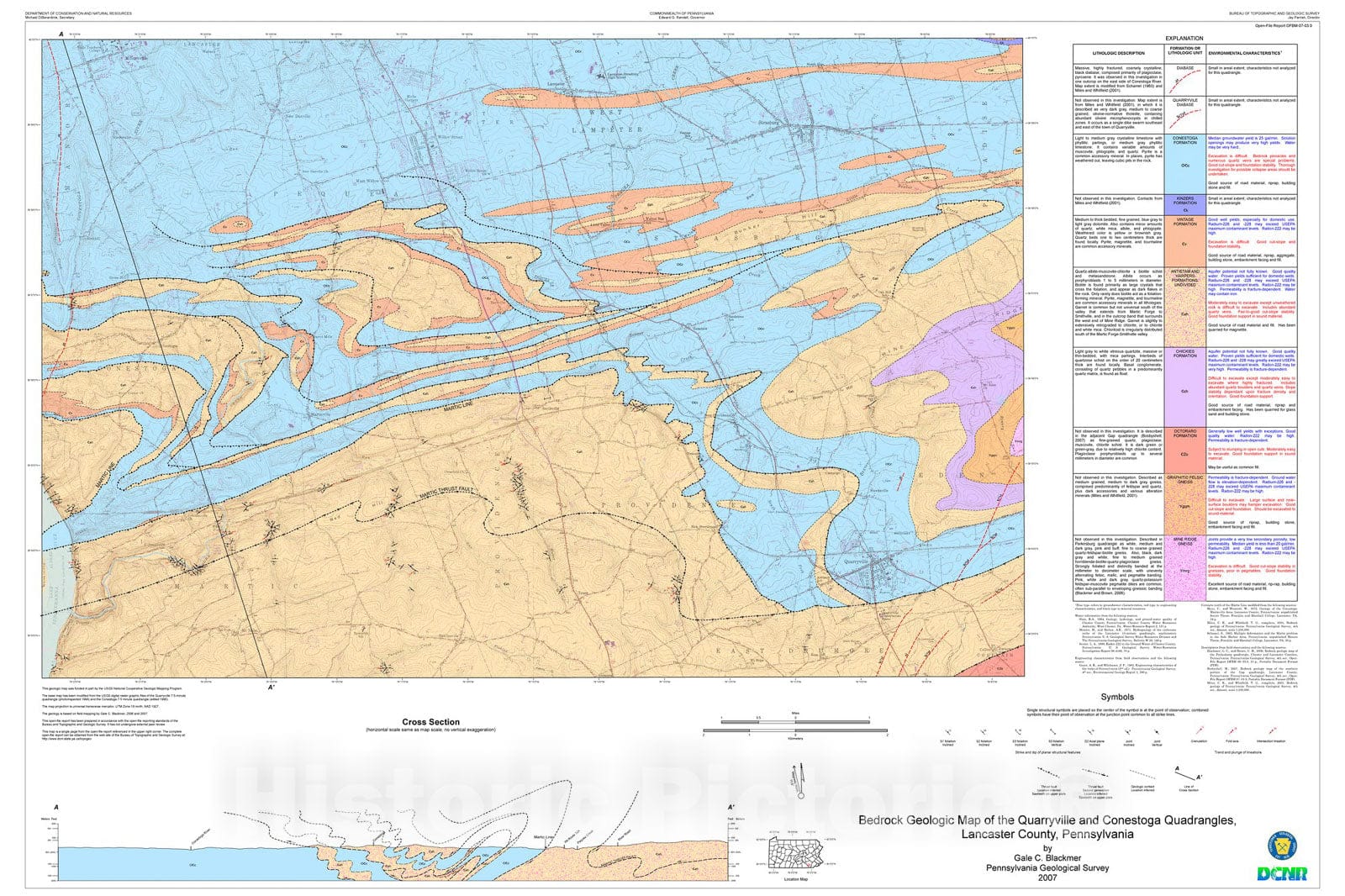 Map : Bedrock geologic map of the Conestoga and Quarryville quadrangle ...
