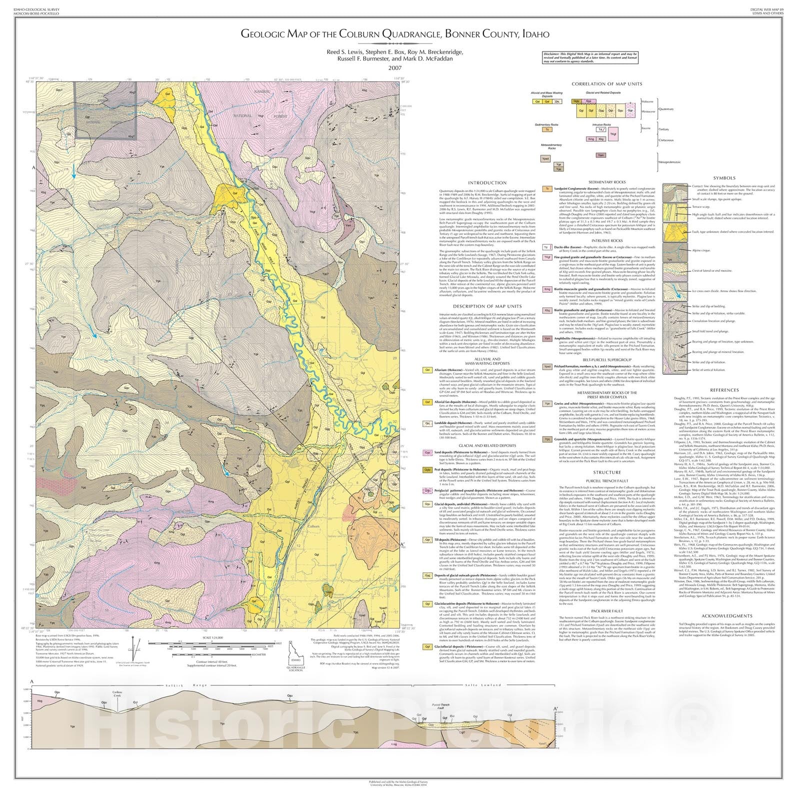 Map : Geologic Map of the Colburn Quadrangle, Bonner County, Idaho, 20 ...