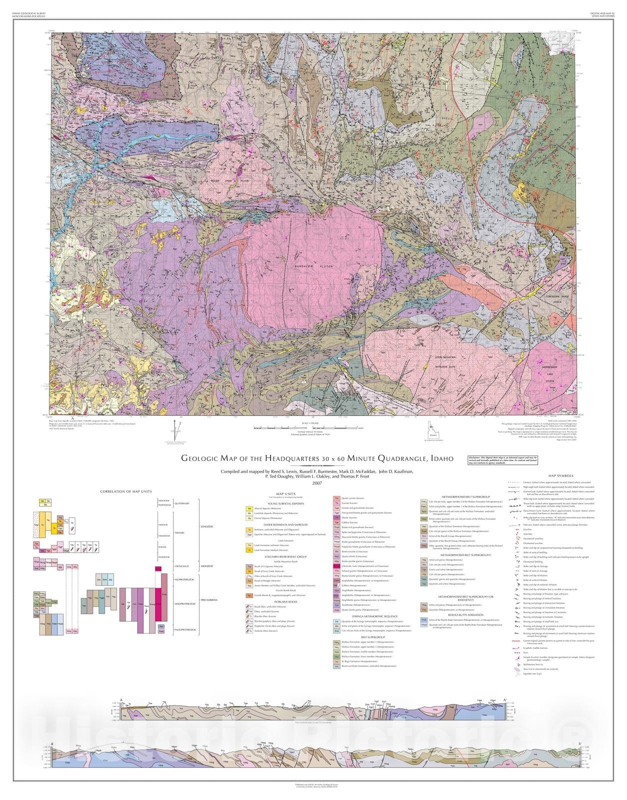 Map : Geologic Map of the Headquarters thirty x sixty Minute Quadrangl ...