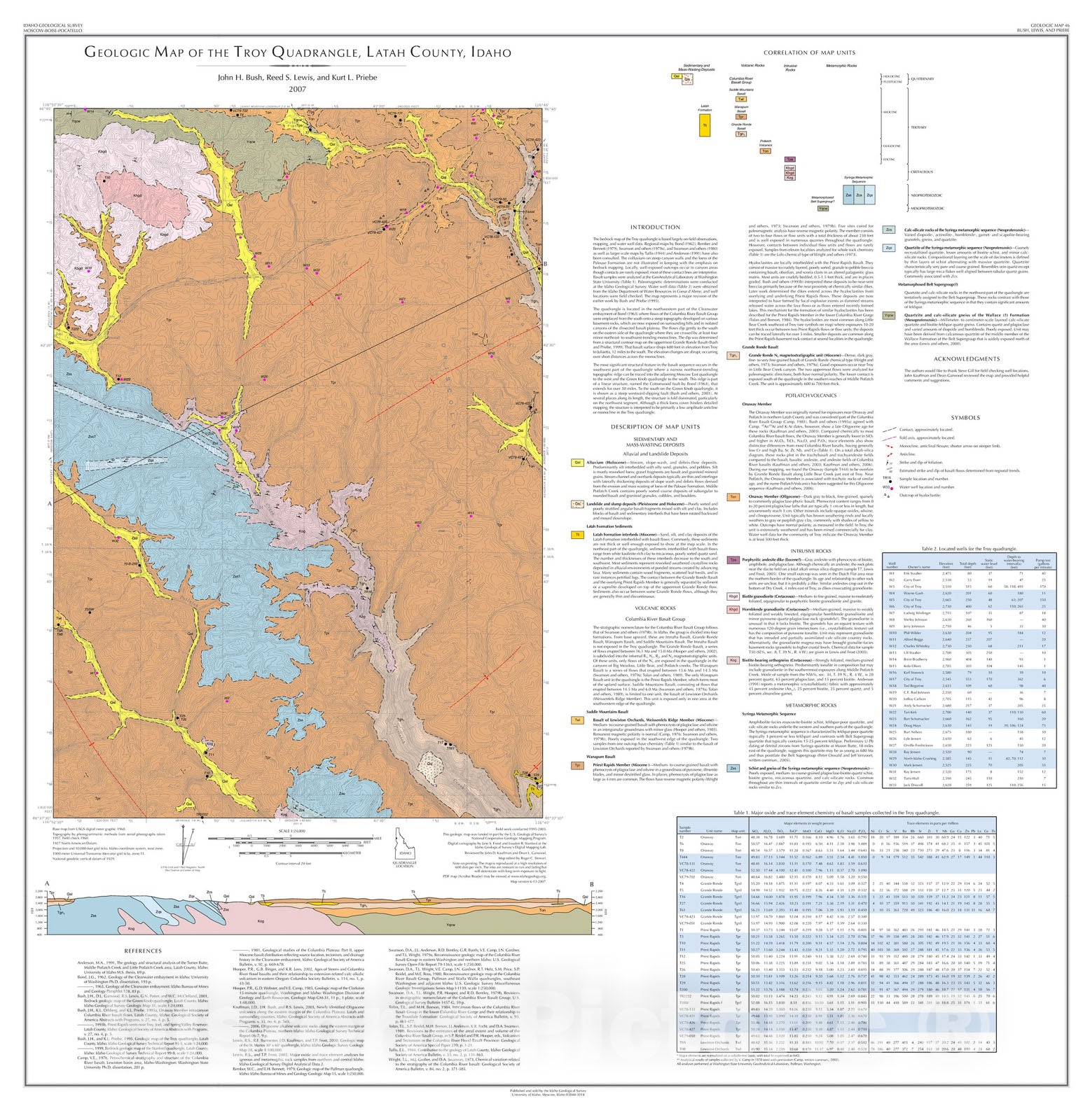 Map : Geologic Map of the Troy Quadrangle, Latah County, Idaho, 2007 C ...