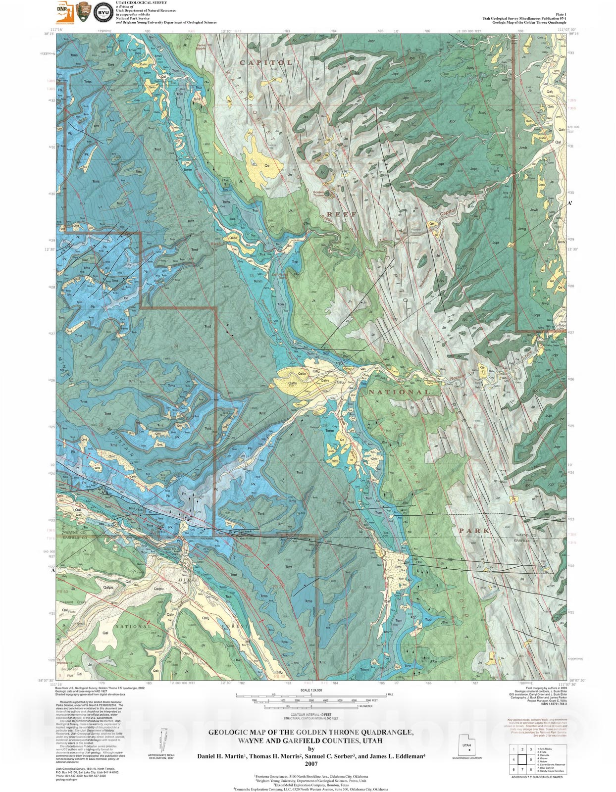 Map : Geologic map of the Golden Throne quadrangle, Wayne and Garfield ...