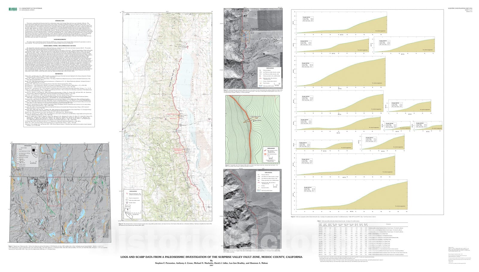 Map : Logs and scarp data from a paleoseismic investigation of the Sur ...