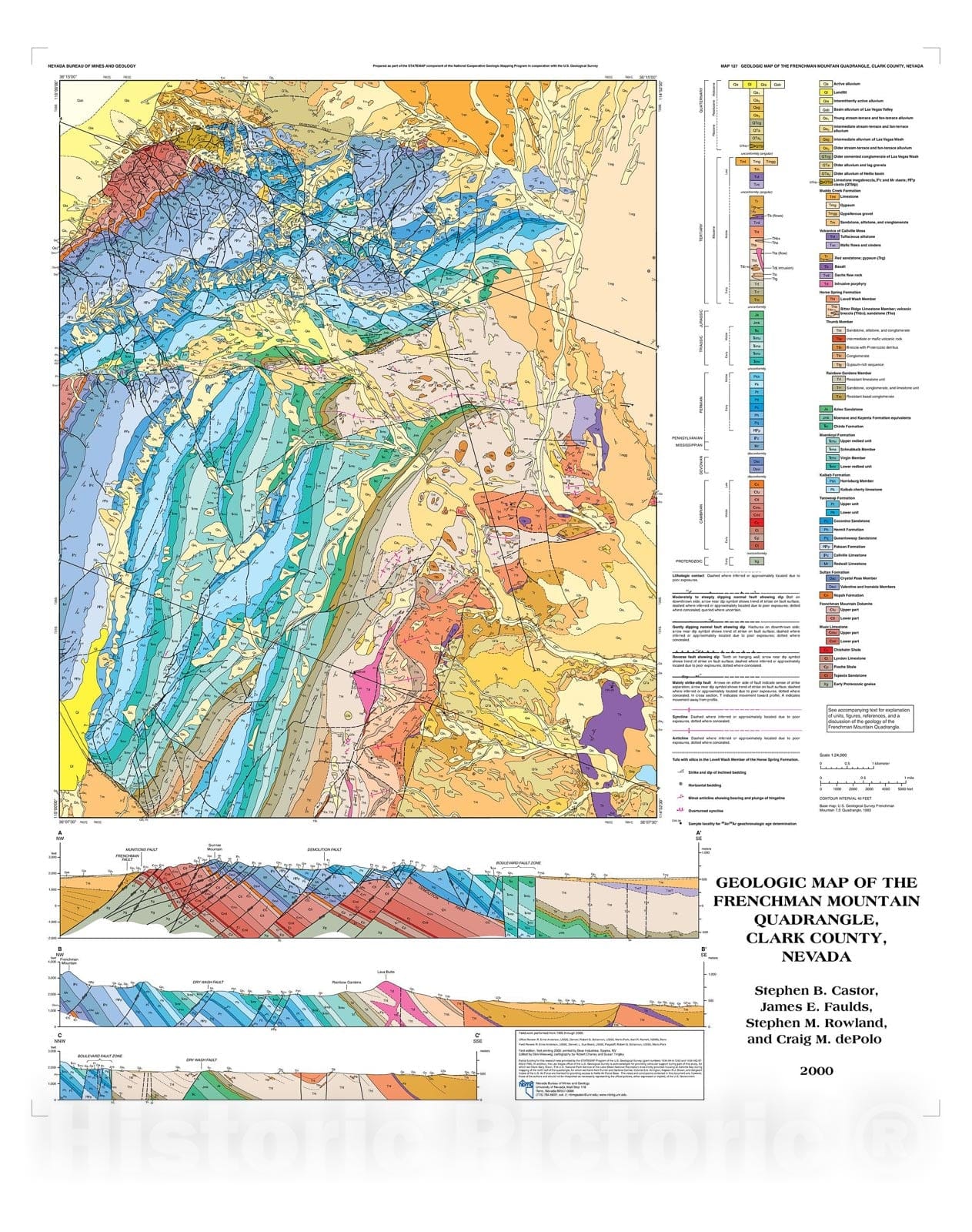 Map : Geologic map of the Frenchman Mountain Quadrangle, 2000 Cartogra ...