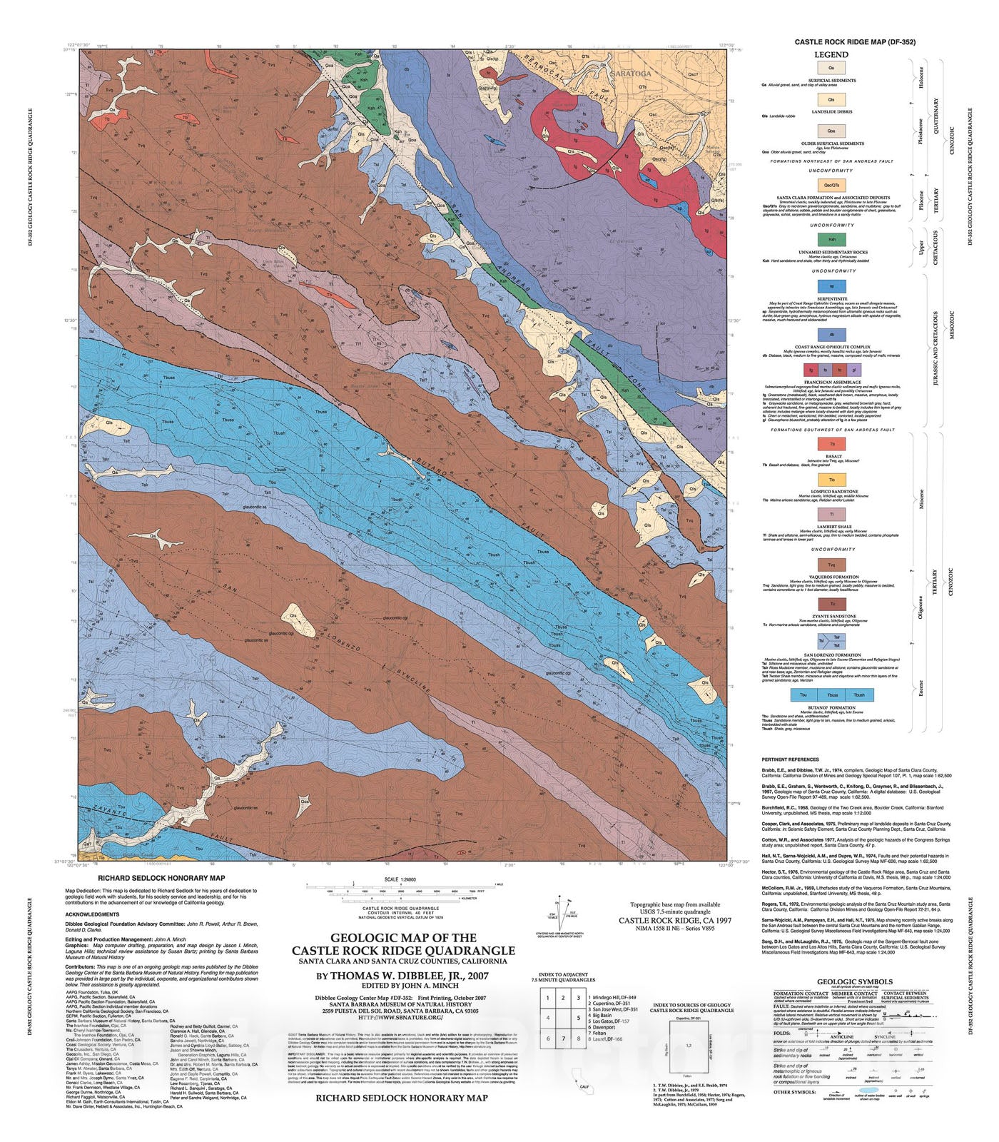 Map : Geologic map of the Castle Rock Ridge quadrangle, Santa Clara an - Historic Pictoric