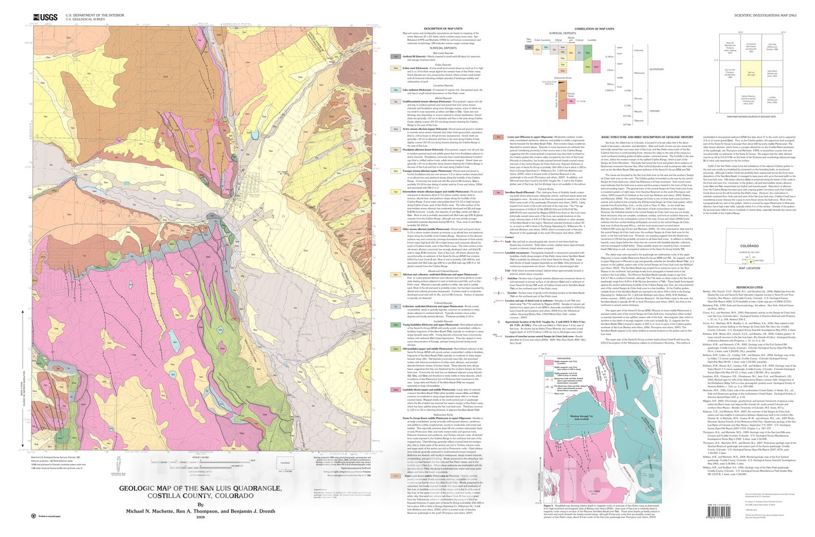 Map : Geologic map of the San Luis quadrangle, Costilla County, Colora ...