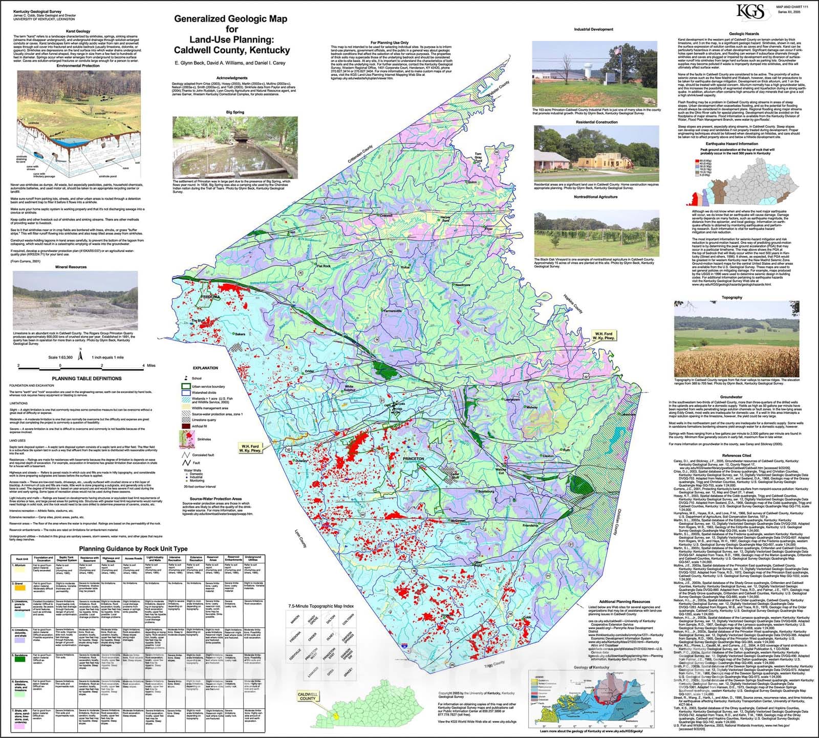 Map : Generalized geologic map for land-use planning: Caldwell County ...