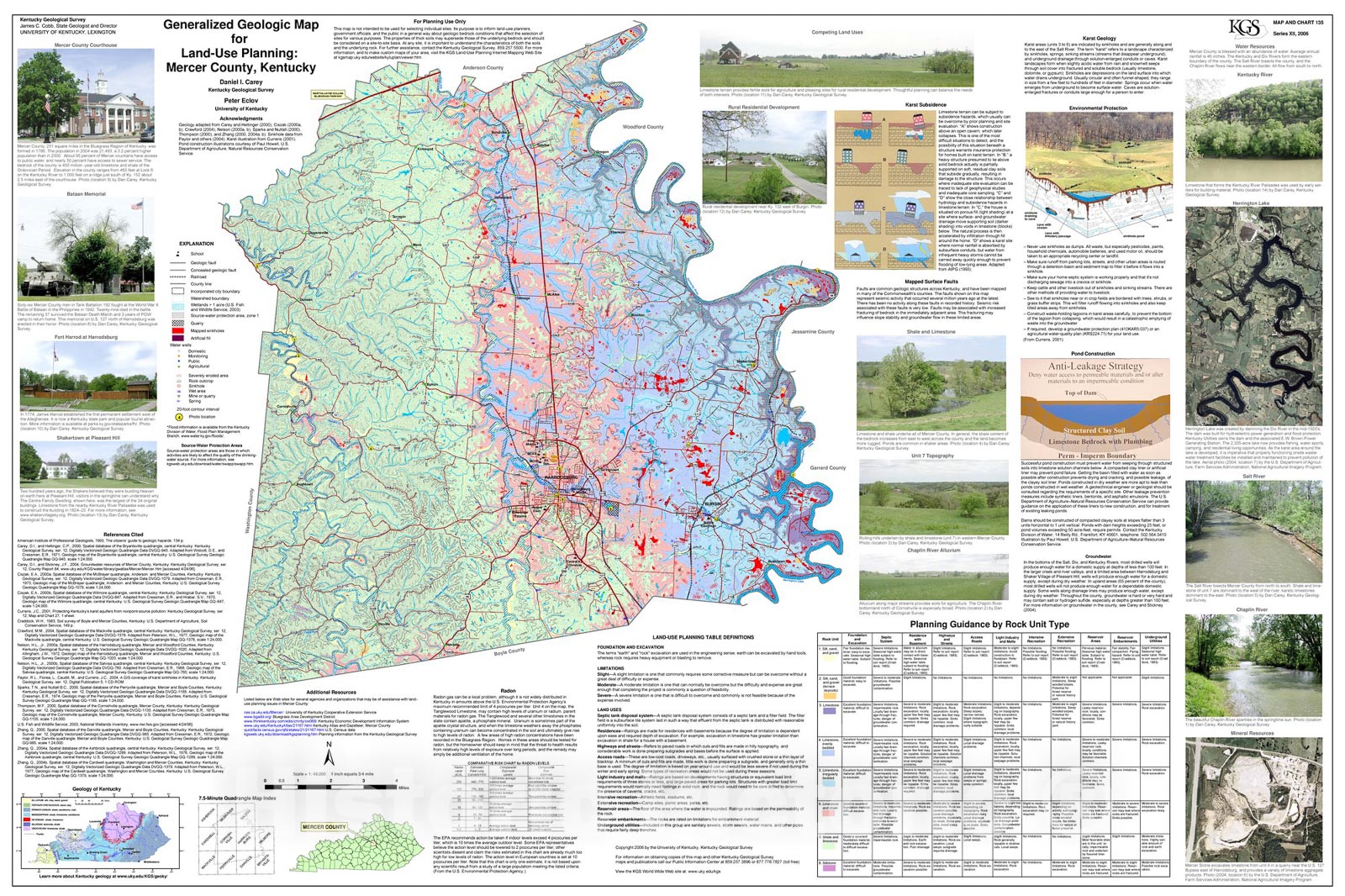 Map : Generalized geologic map for land-use planning: Mercer County, K ...