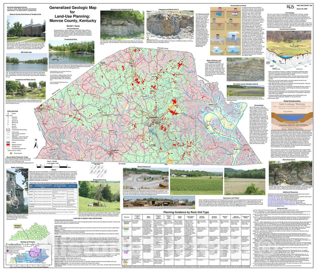 Map : Generalized geologic map for land-use planning: Monroe County, K ...