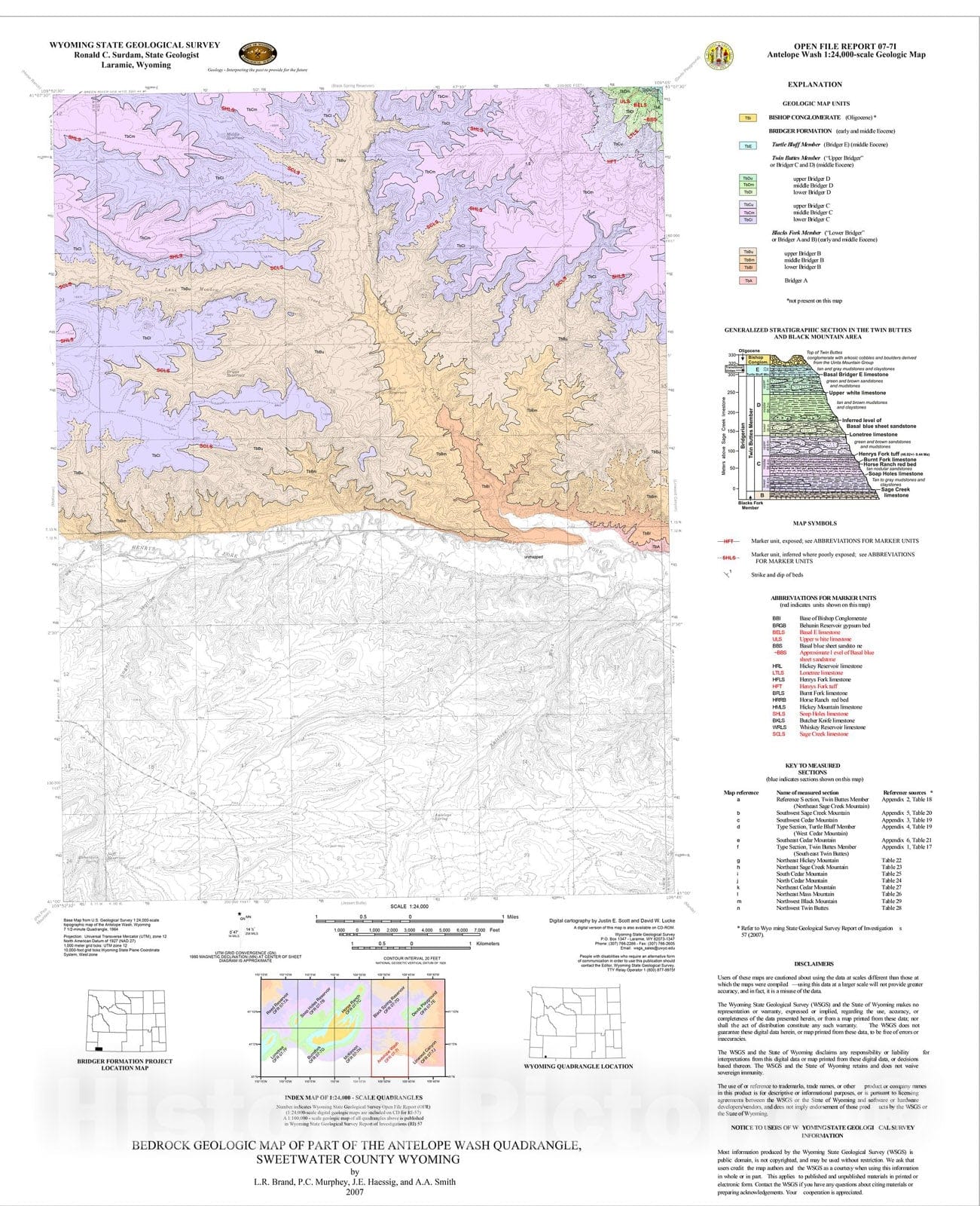 Map : Bedrock Geologic Map of part of the Antelope Wash Quadrangle, Sw ...