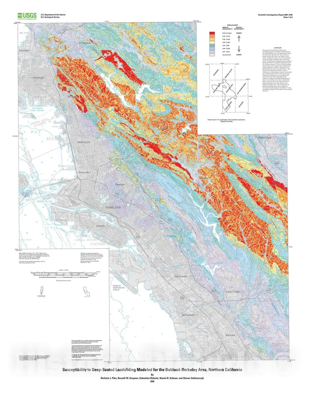 Map : Multiple landslide-hazard scenarios modeled for the Oakland-Berk ...