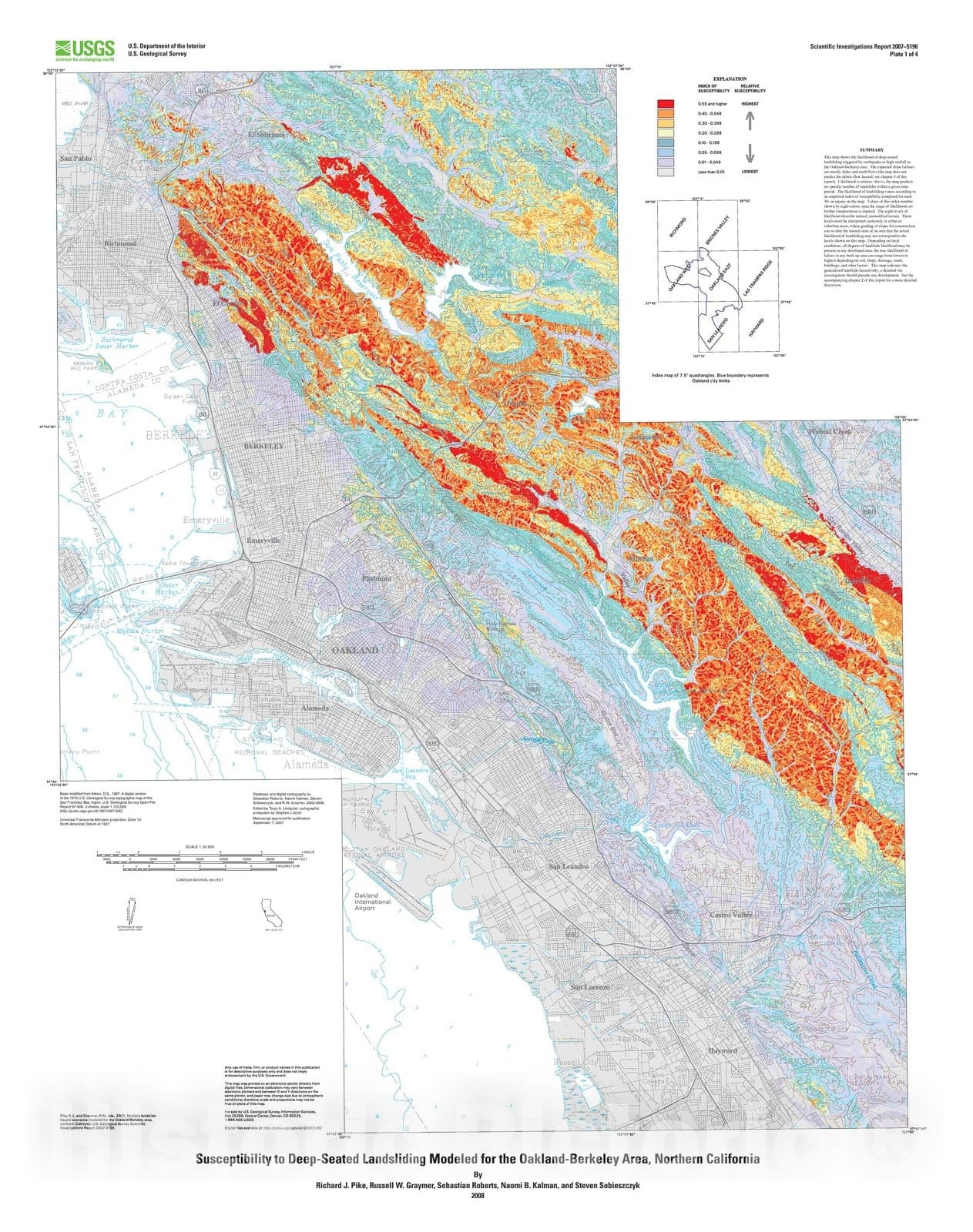 Map : Multiple landslide-hazard scenarios modeled for the Oakland-Berk ...