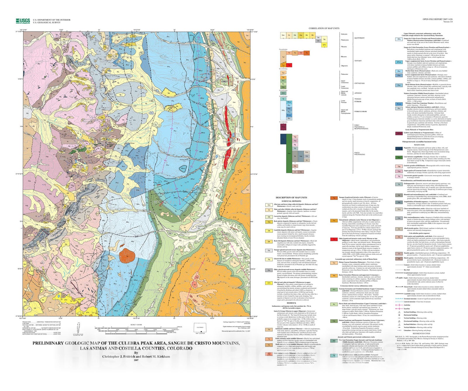 Map : Preliminary geologic map of the Culebra Peak area, Sangre de Cri ...