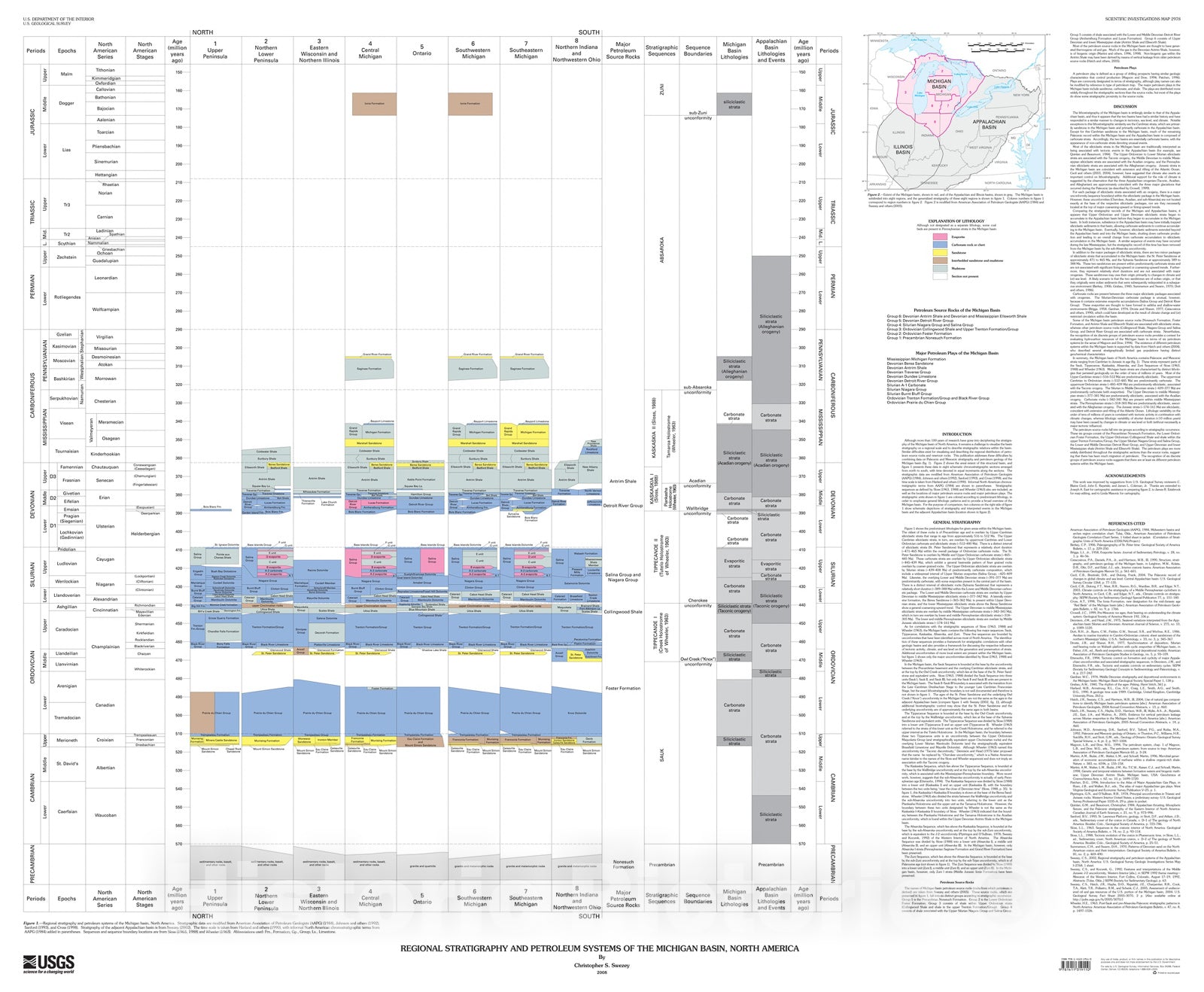 Map : Regional stratigraphy and petroleum systems of the Michigan Basi ...