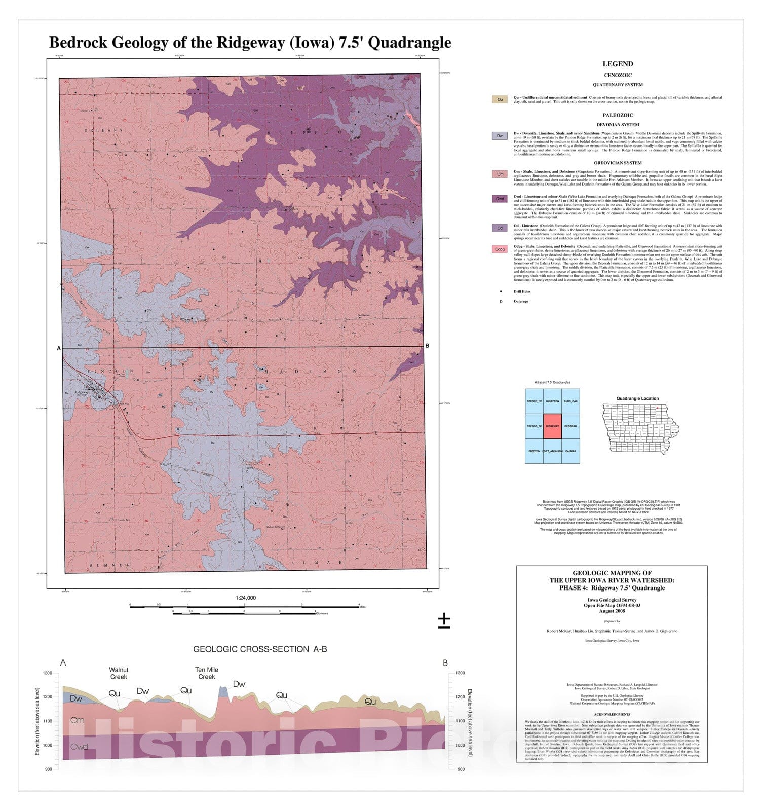 Map : Bedrock Geology of the Upper Iowa River Watershed: Phase 4: Ridg ...